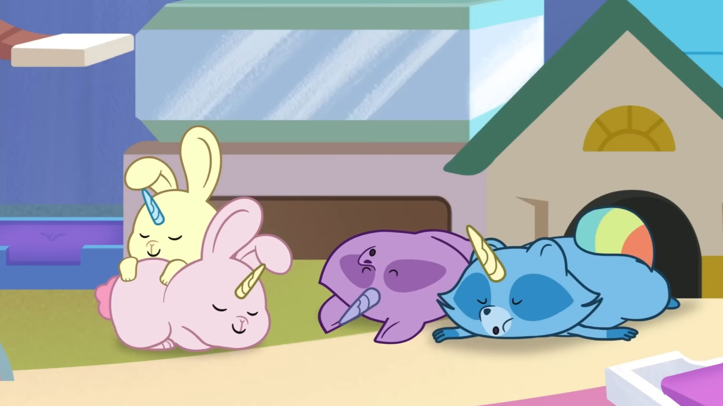 #2984913 - safe, screencap, bunnycorn, rabbit, raccoon, raccoonicorn ...