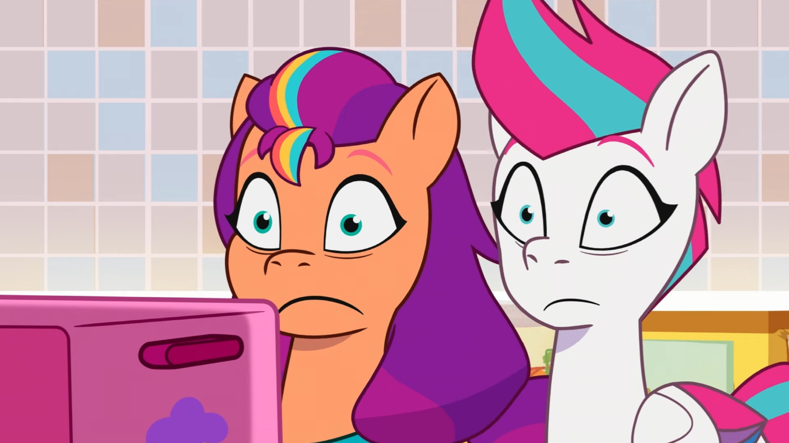 #2985607 - safe, screencap, sunny starscout, zipp storm, earth pony, pegasus, pony, g5, my ...