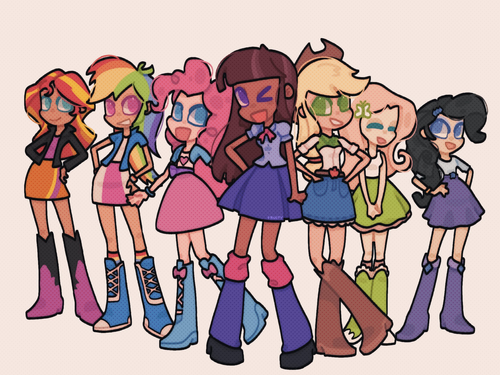 #2986177 - safe, artist:fruitymysteries, applejack, fluttershy, pinkie ...