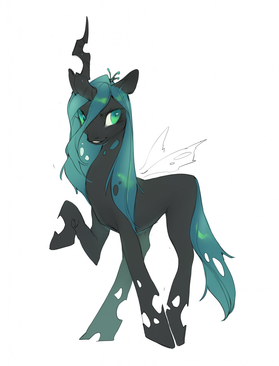 #2986349 - safe, artist:guiltyseagull, queen chrysalis, changeling ...