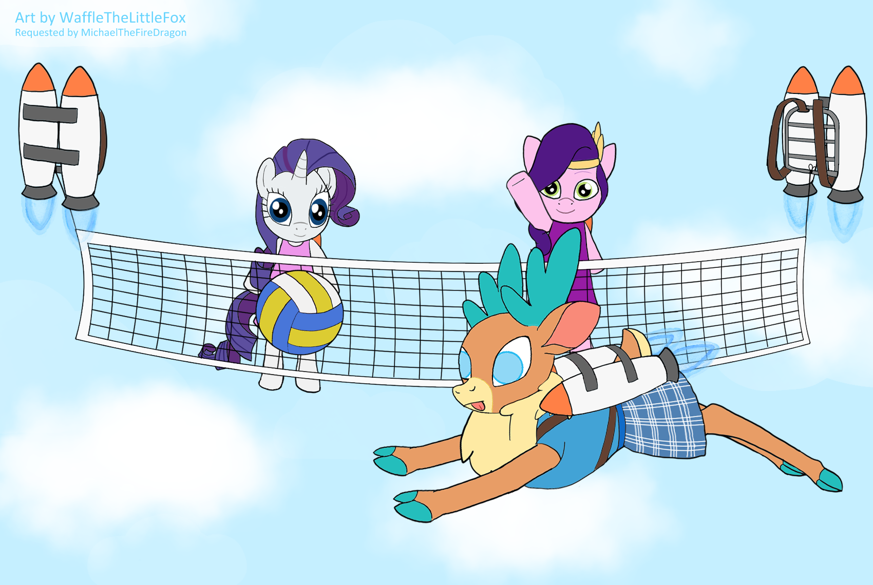 #2986636 - safe, artist:wafflethelittlefox, pipp petals, rarity, velvet ...