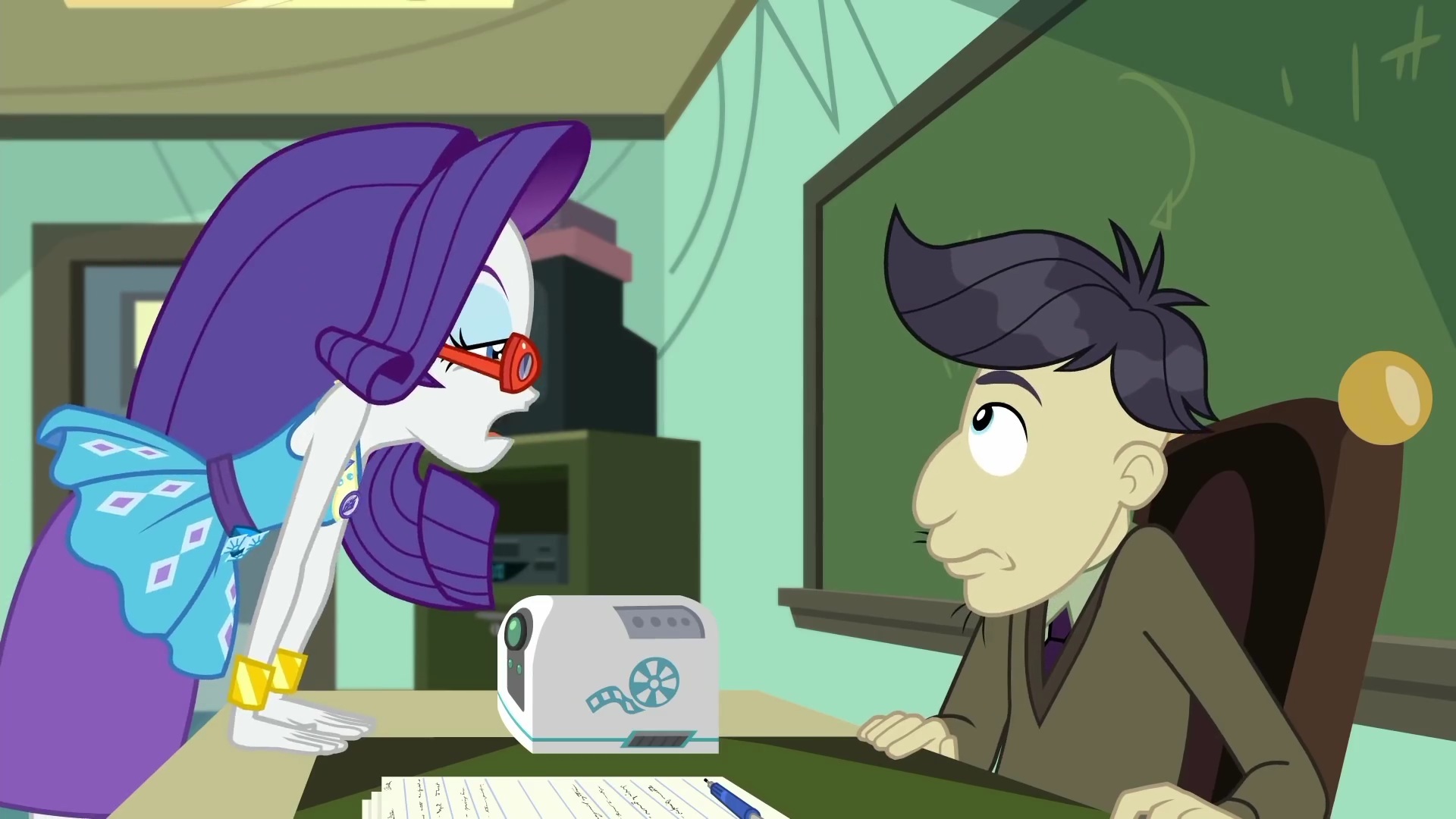 #2989752 - safe, screencap, cranky doodle donkey, rarity, human ...