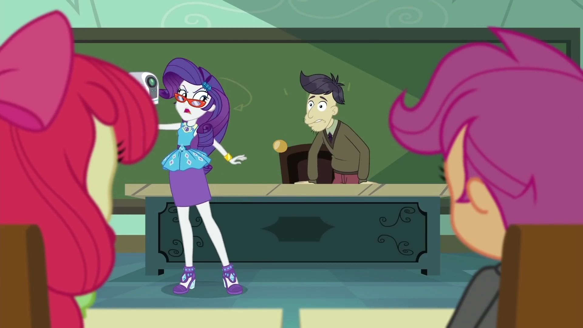 #2989765 - safe, screencap, apple bloom, cranky doodle donkey, rarity ...