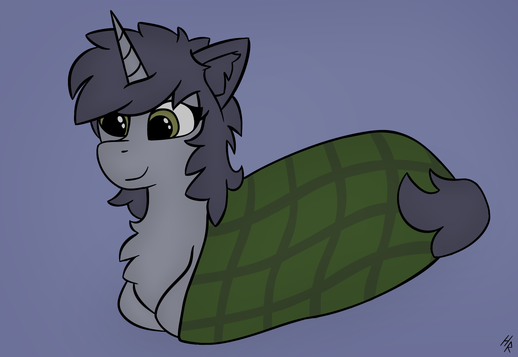 #2989769 - safe, artist:hardrock, oc, oc only, oc:kate, pony, unicorn, blanket, chest fluff ...