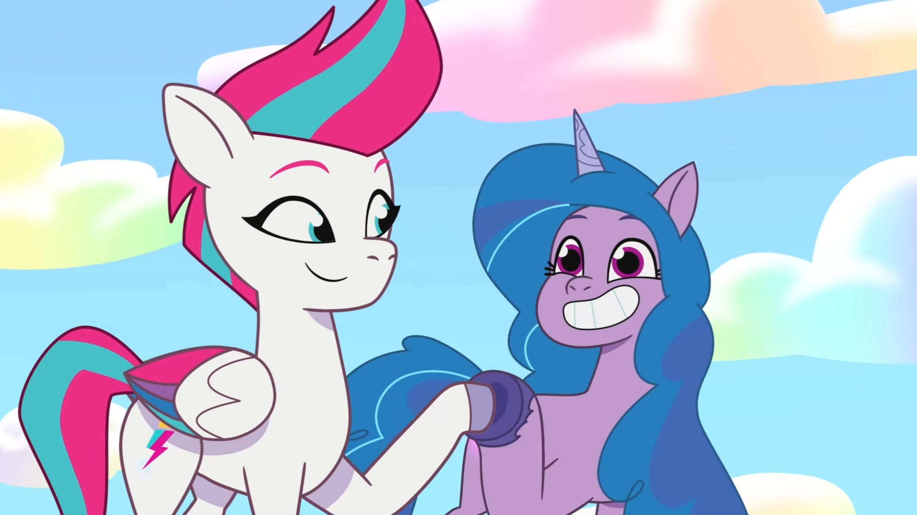 #2990865 - safe, screencap, izzy moonbow, zipp storm, pegasus, pony ...