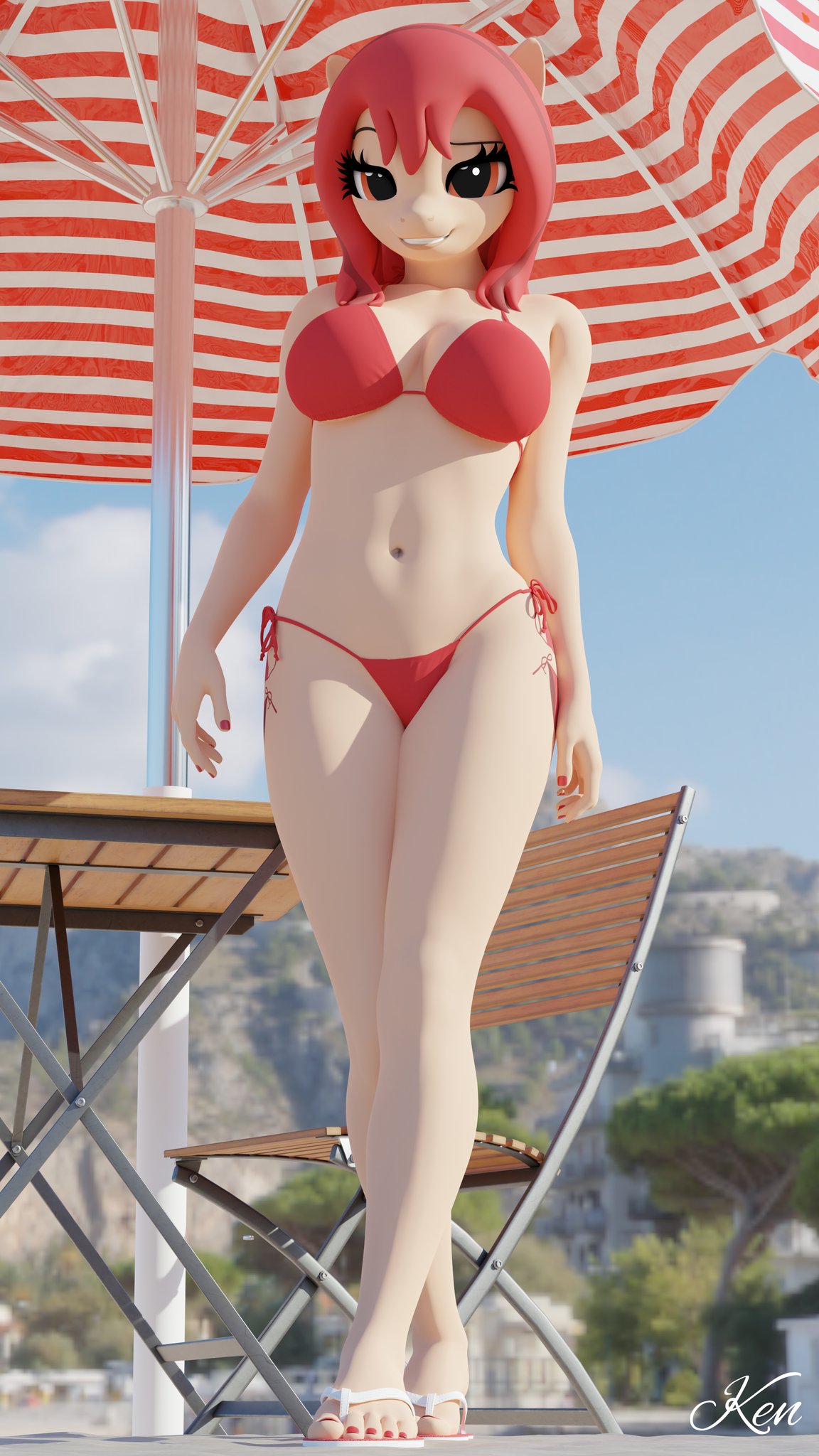 #2998030 - suggestive, artist:kenaga, oc, oc only, oc:sarah flowerheart, earth pony, anthro ...