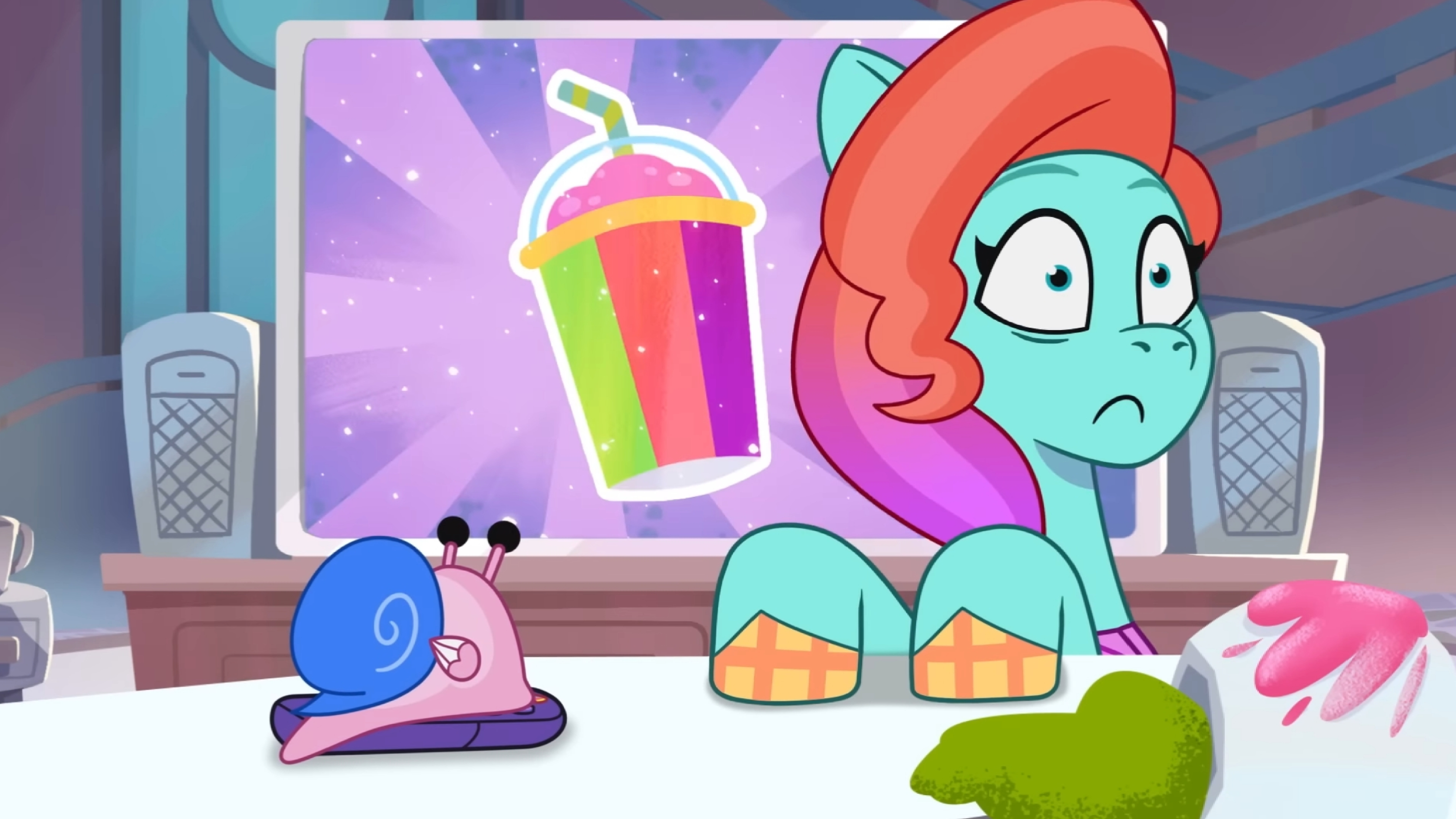 #2983636 - safe, screencap, jazz hooves, earth pony, pegasnail, pony, snail, baby critters, g5 ...