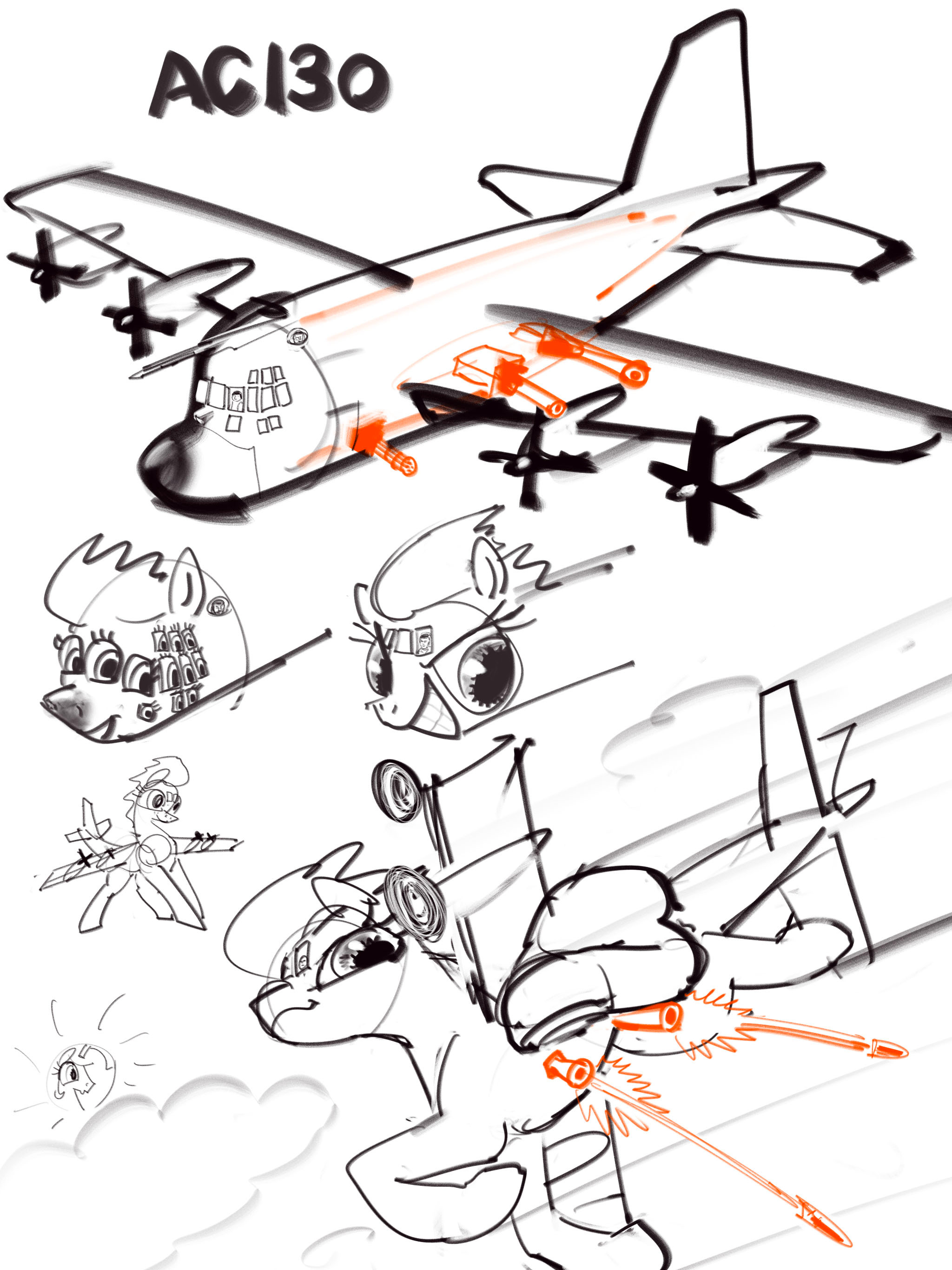 #2998796 - safe, artist:ja0822ck, original species, plane pony, pony, ac130, plane, ponified ...