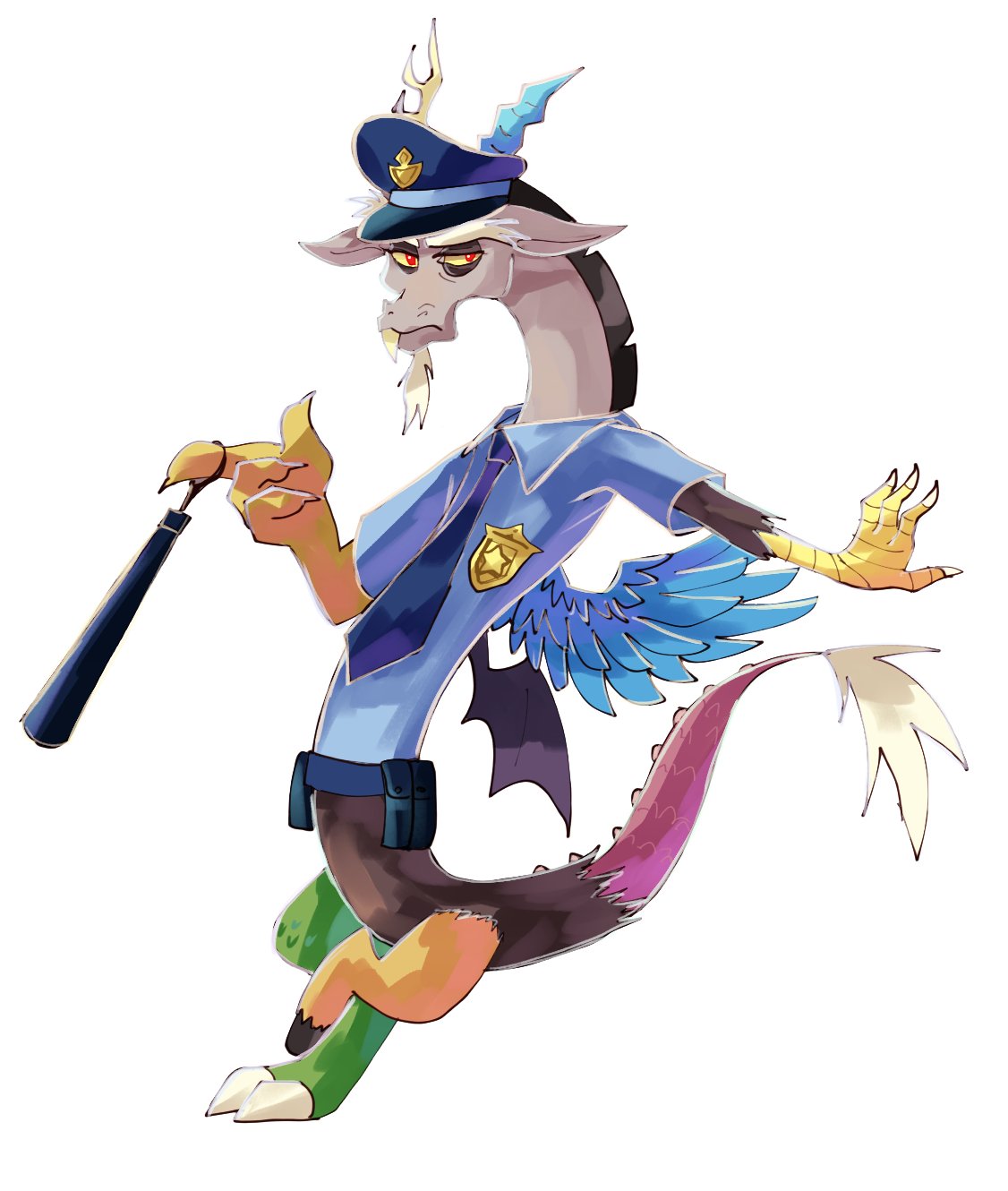 #3007481 - safe, artist:plusplus_pony, discord, draconequus, antlers ...