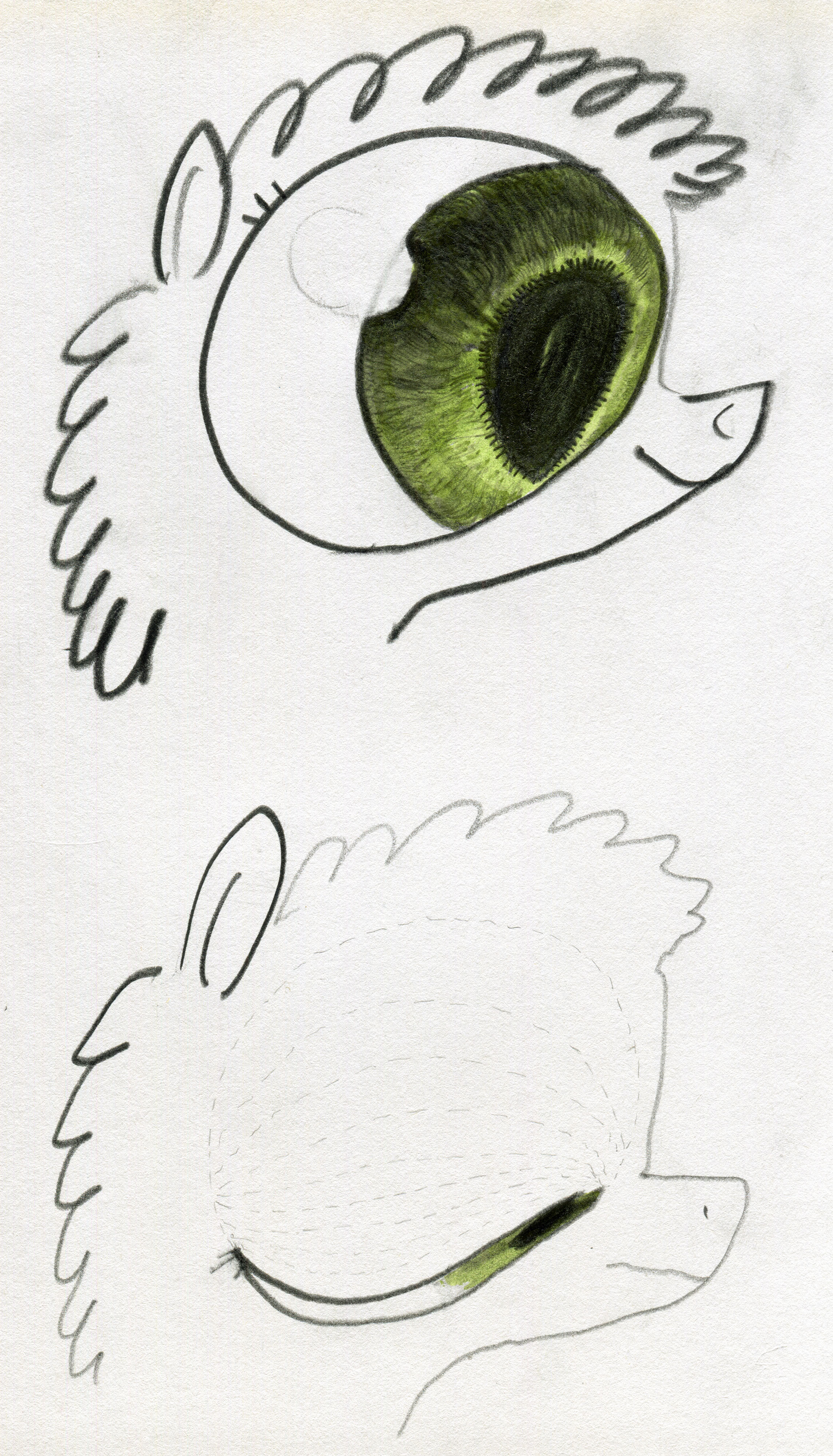 #3010120 - safe, artist:ja0822ck, pony, big eyes, simple background, tired, traditional art ...