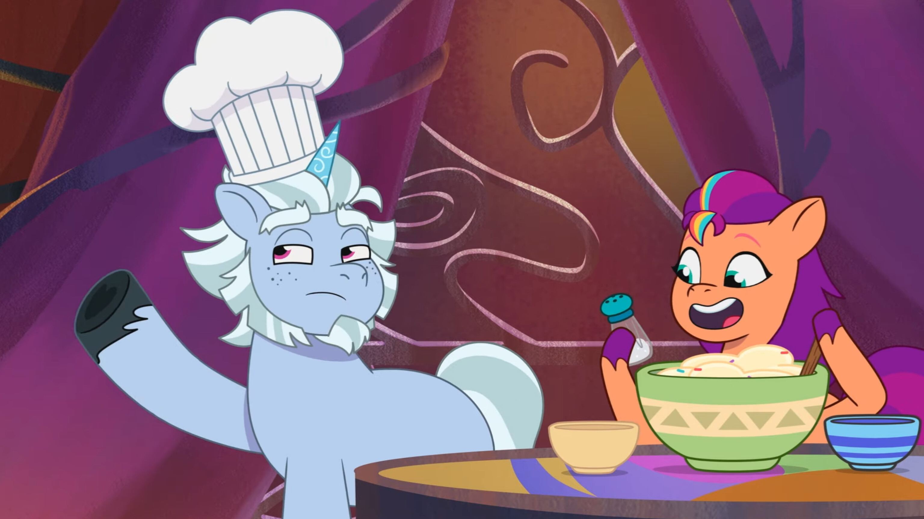 #2999132 - safe, screencap, alphabittle blossomforth, sunny starscout, earth pony, pony, unicorn ...