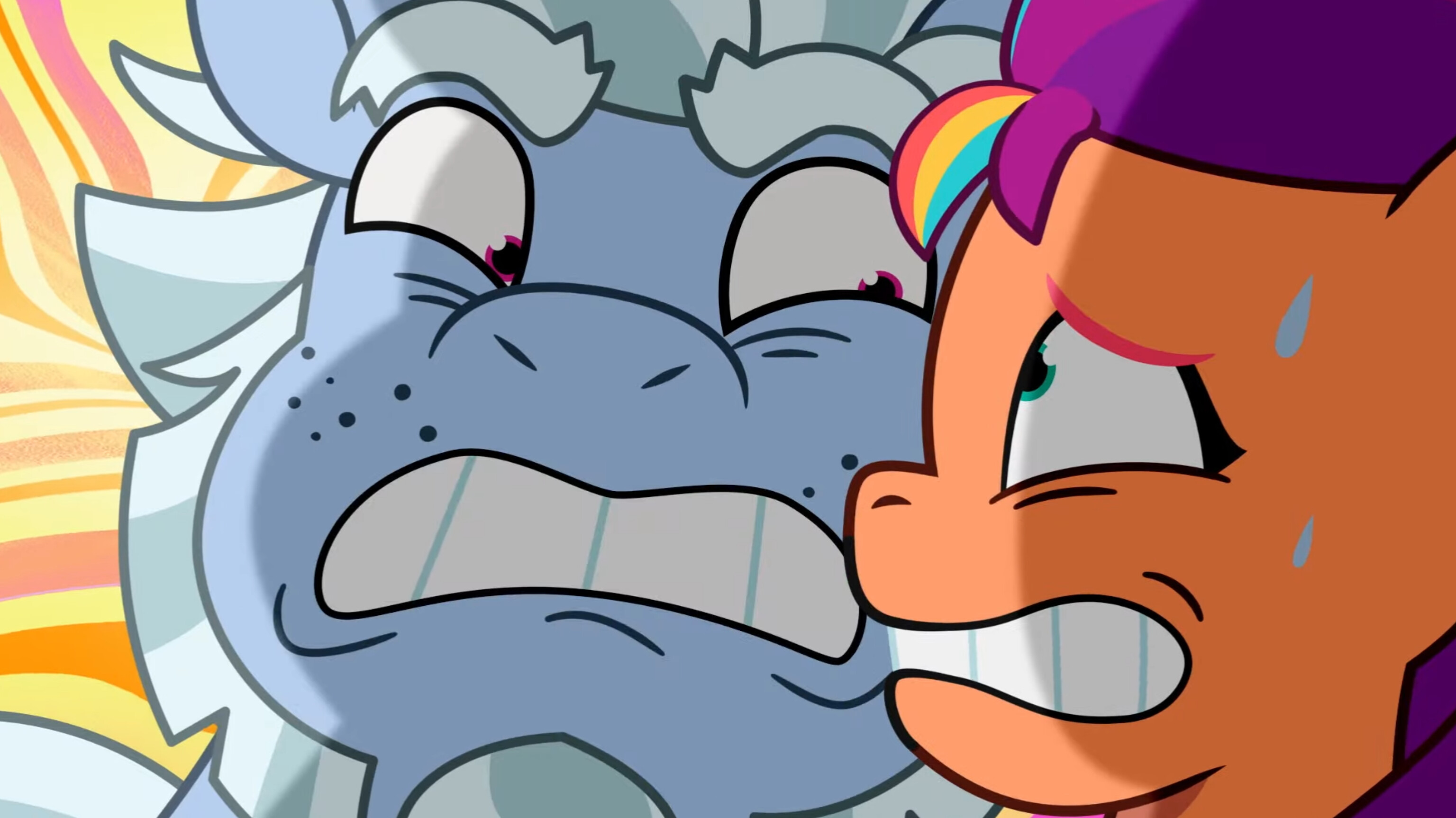 #2999137 - safe, screencap, alphabittle blossomforth, sunny starscout, earth pony, pony, unicorn ...