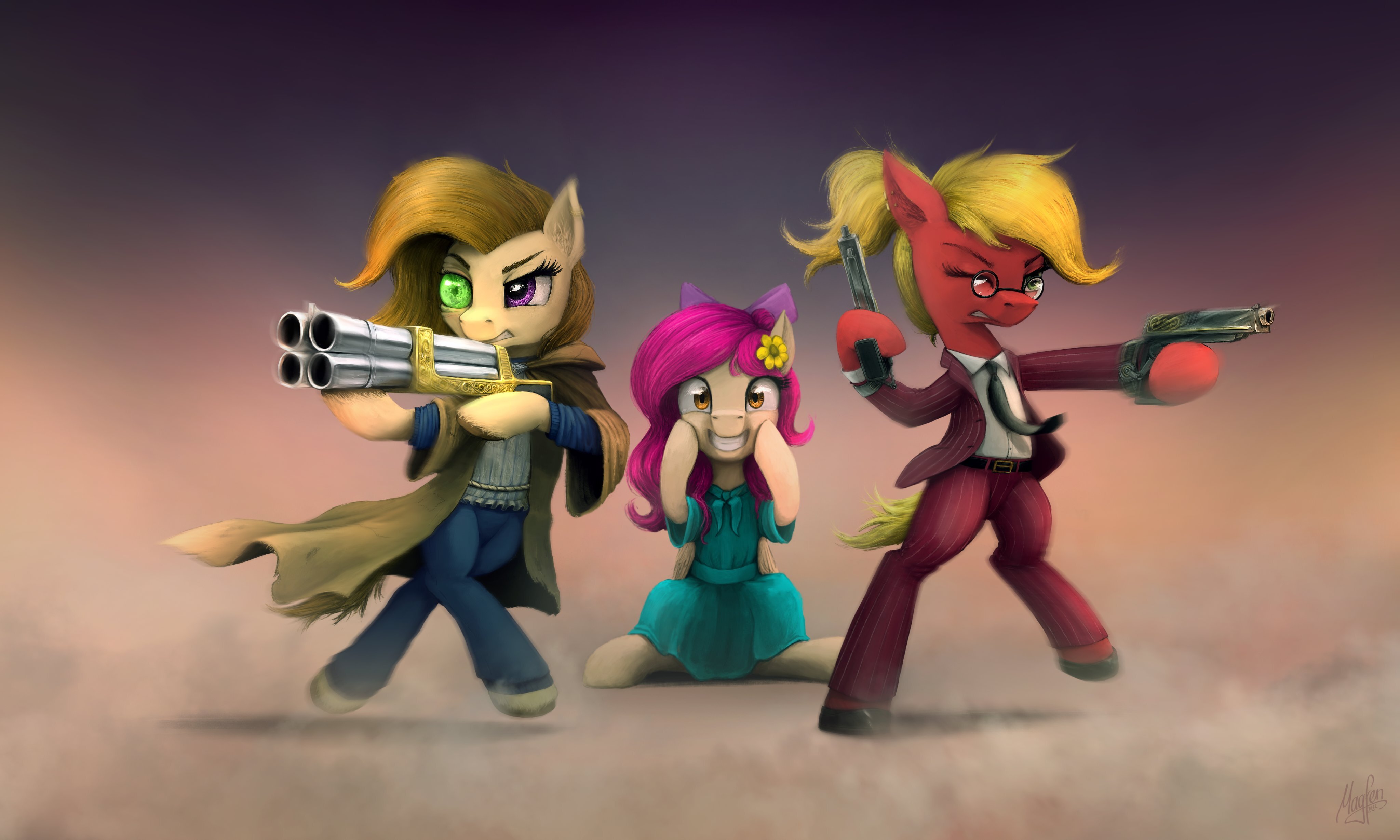 #3011423 - safe, artist:magfen, oc, oc only, earth pony, pegasus, pony ...