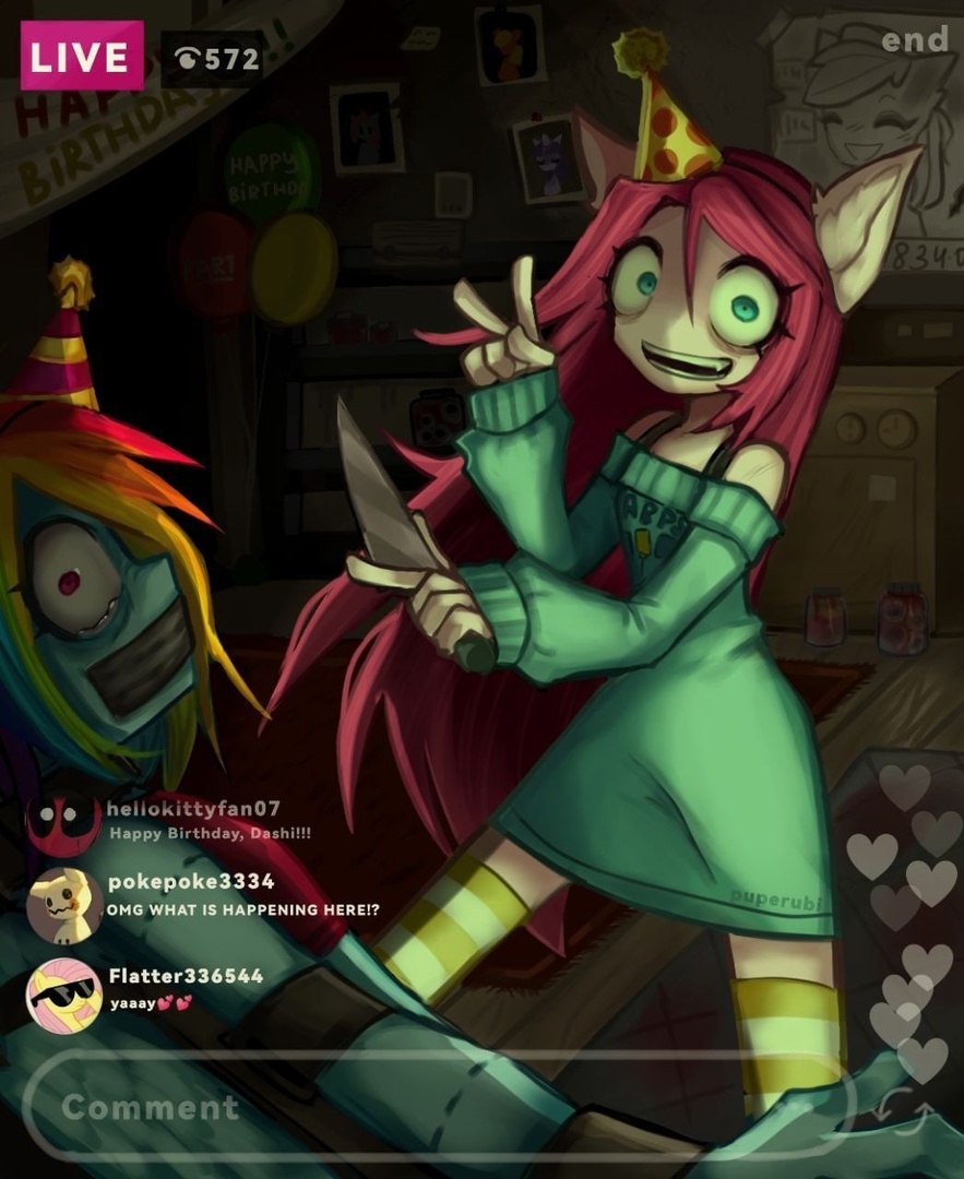 #3014676 - semi-grimdark, artist:puperubi, fluttershy, pinkie pie ...