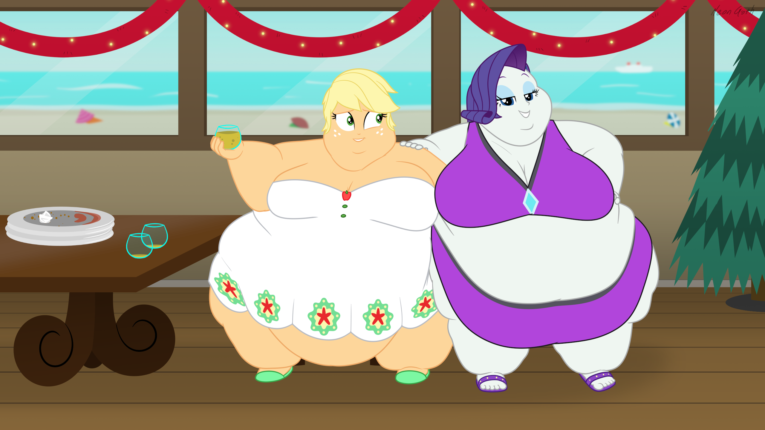 #3016129 - suggestive, artist:neongothic, applejack, rarity, human, equestria girls, amplejack ...