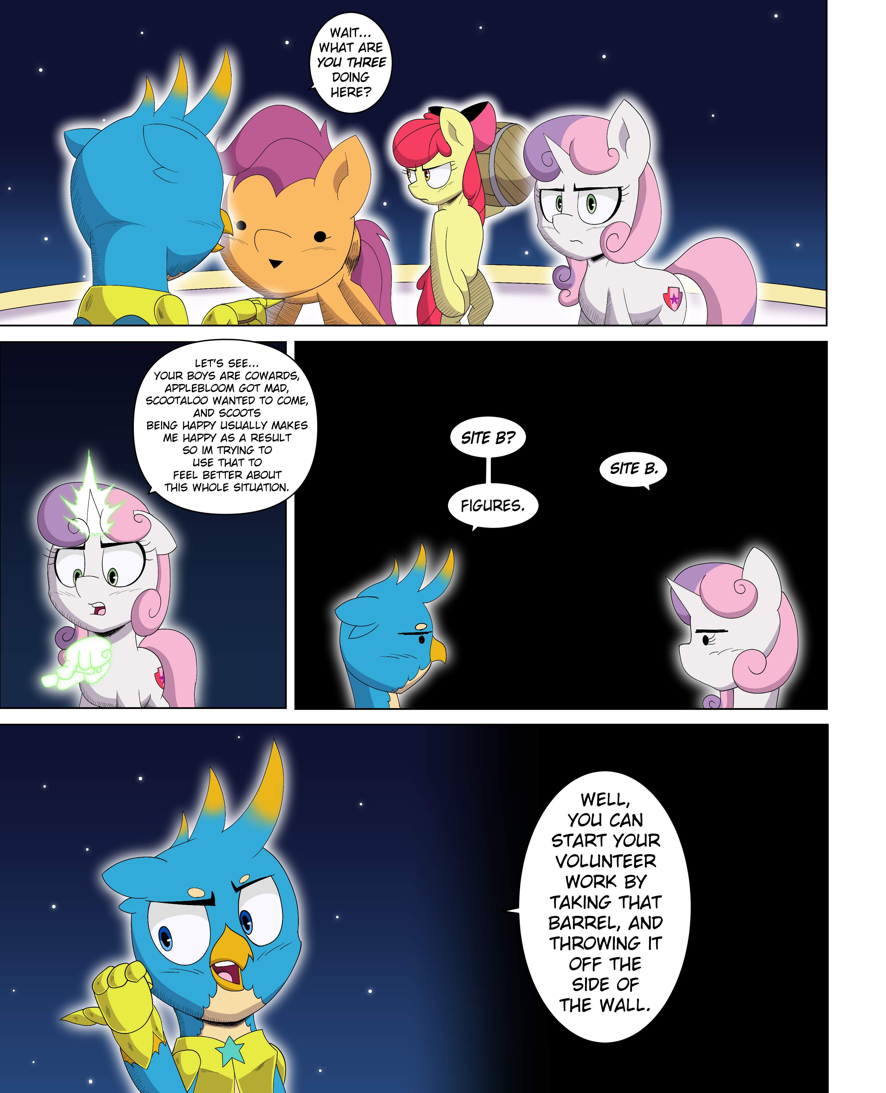 #3016151 - safe, artist:begoliah, apple bloom, gallus, scootaloo ...