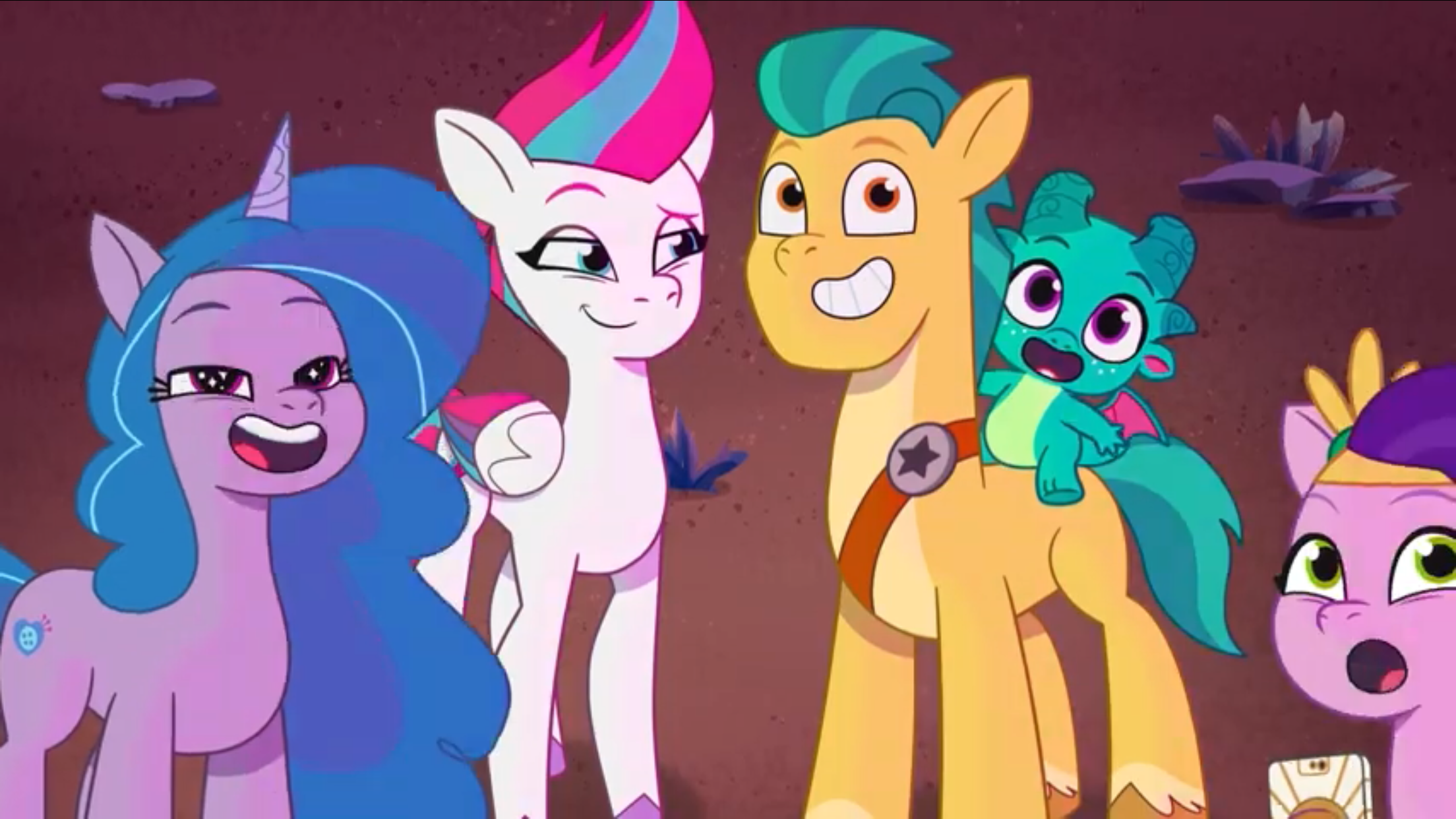 #3016396 - safe, screencap, hitch trailblazer, izzy moonbow, pipp petals, sparky sparkeroni ...