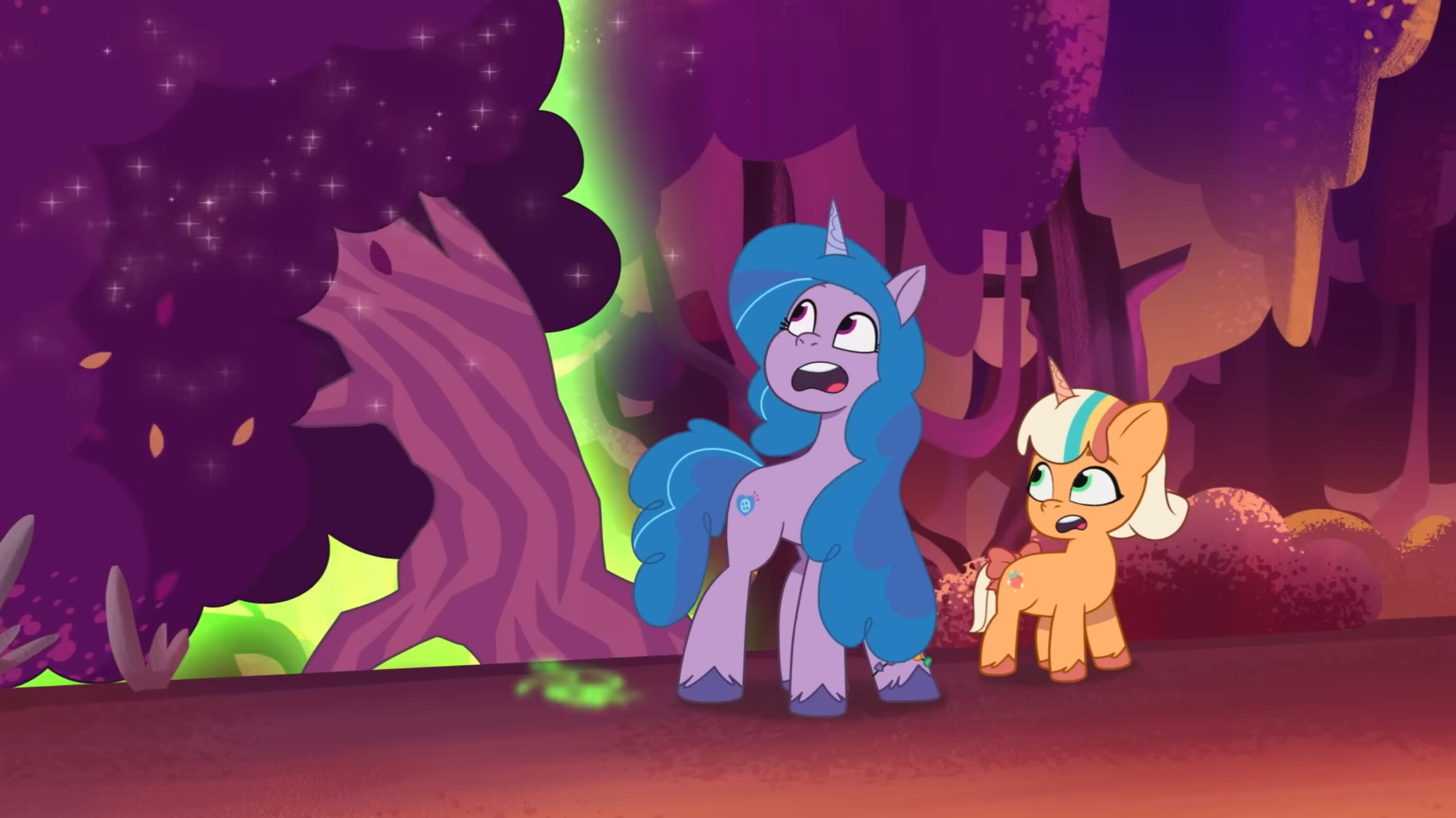 #3017460 - safe, screencap, izzy moonbow, peach fizz, pony, unicorn ...