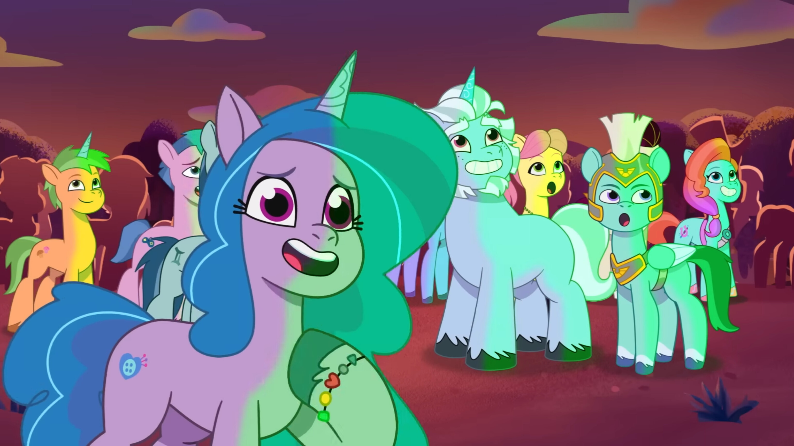 #3017781 - safe, screencap, alphabittle blossomforth, cherry prancer, grassy hills, izzy moonbow ...