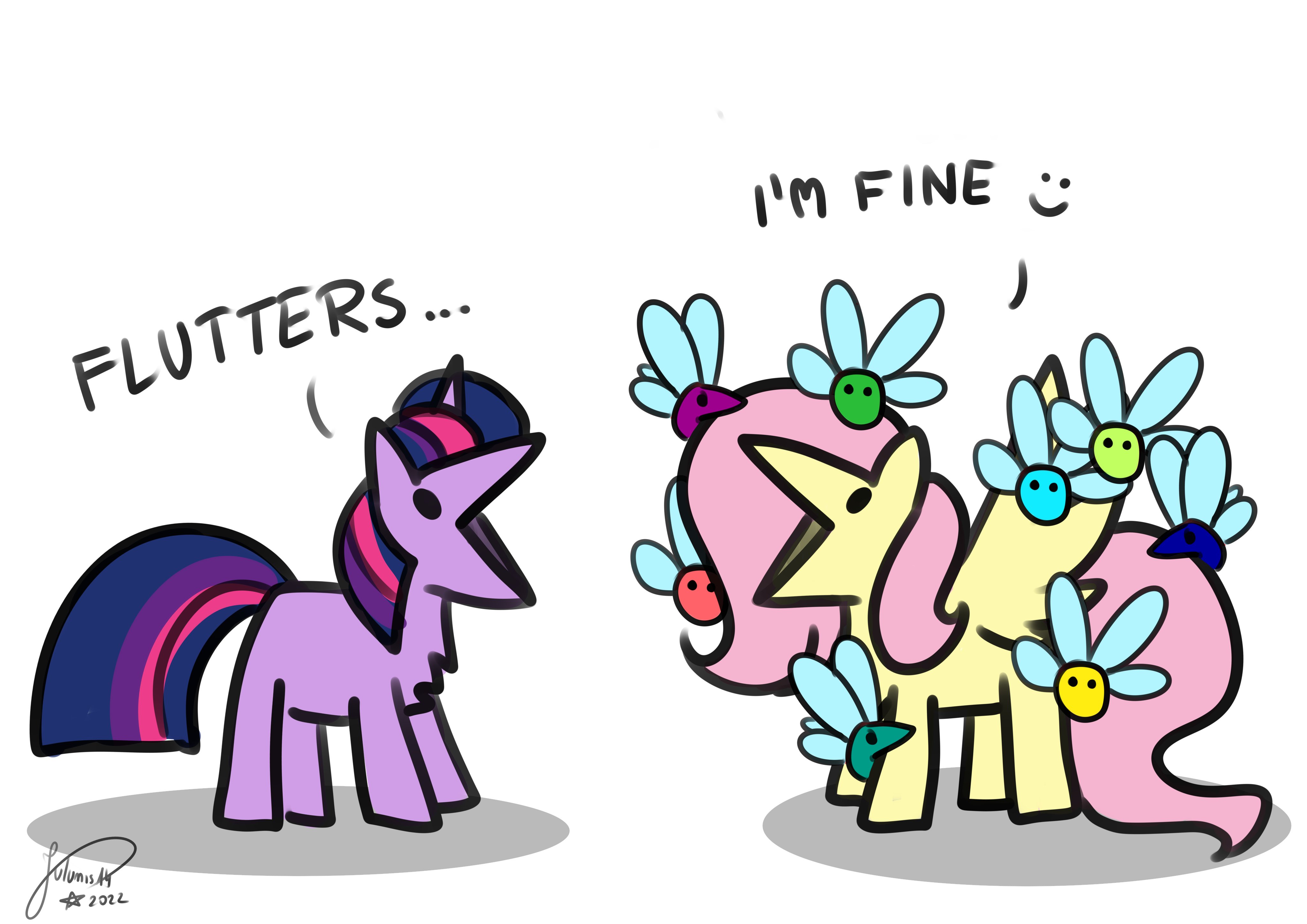 #3003219 - safe, artist:julunis14, fluttershy, twilight sparkle ...