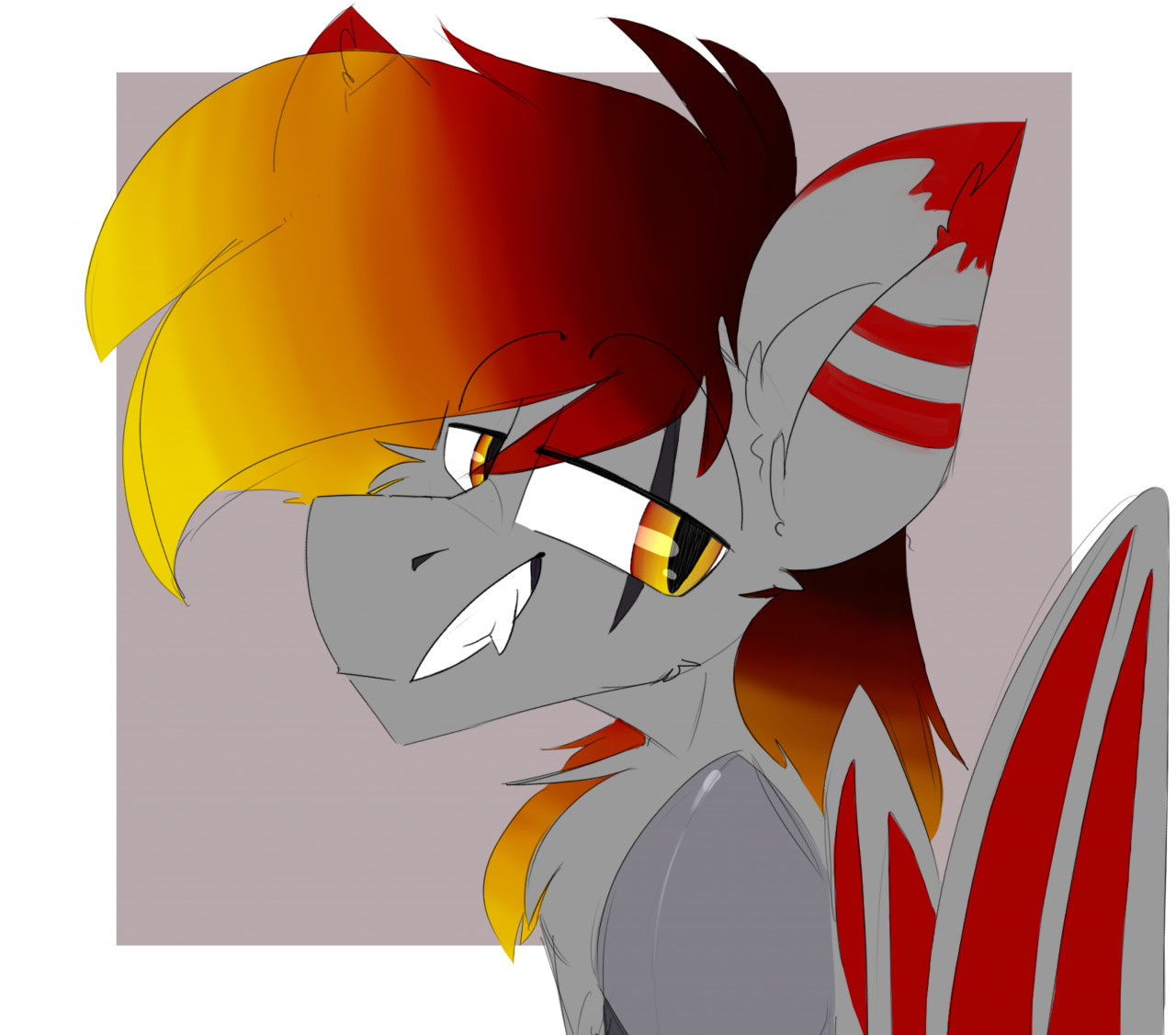 #2823389 - safe, artist:kirbirb, oc, oc:traga, bat pony, cyborg, pony ...