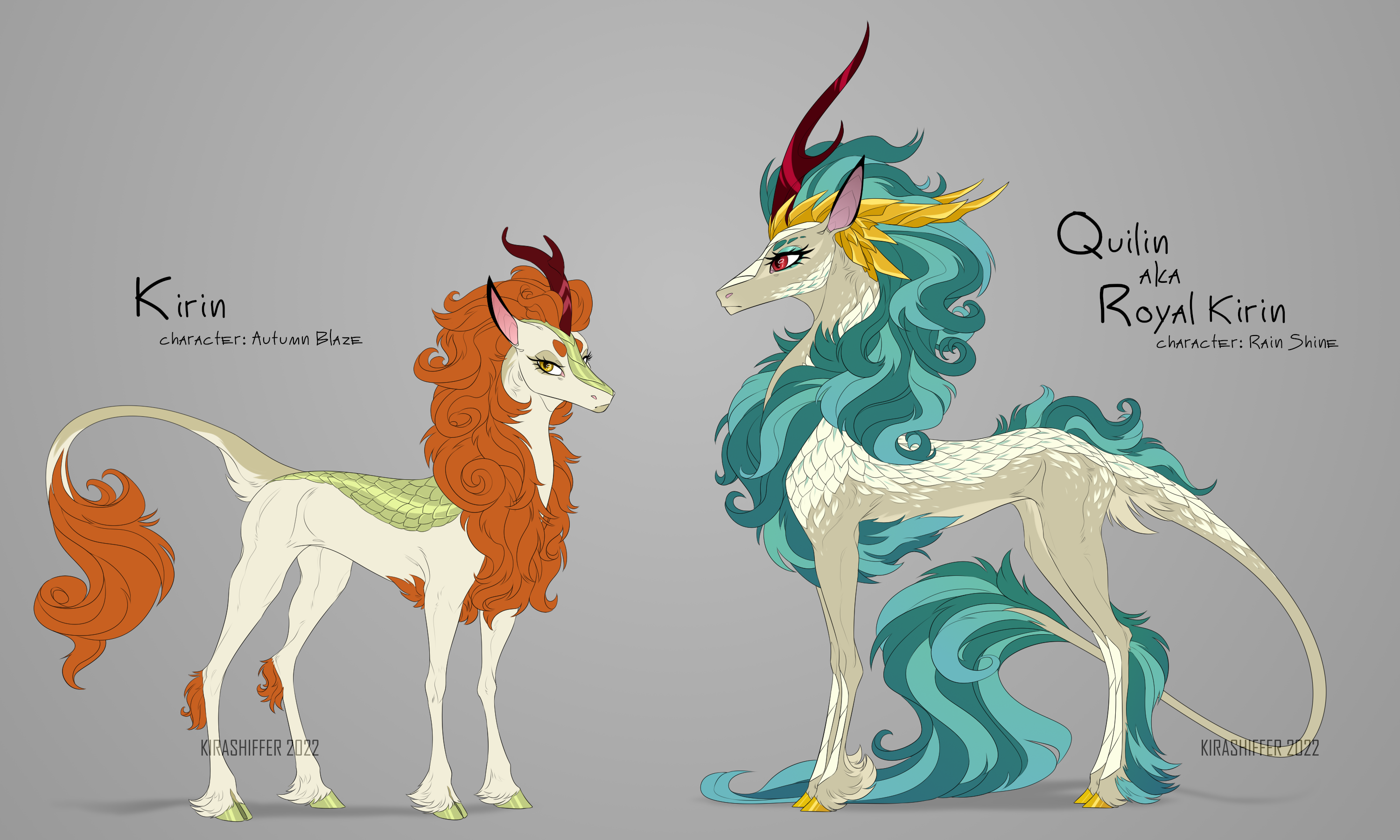 #2823826 - safe, artist:dementra369, autumn blaze, rain shine, kirin ...