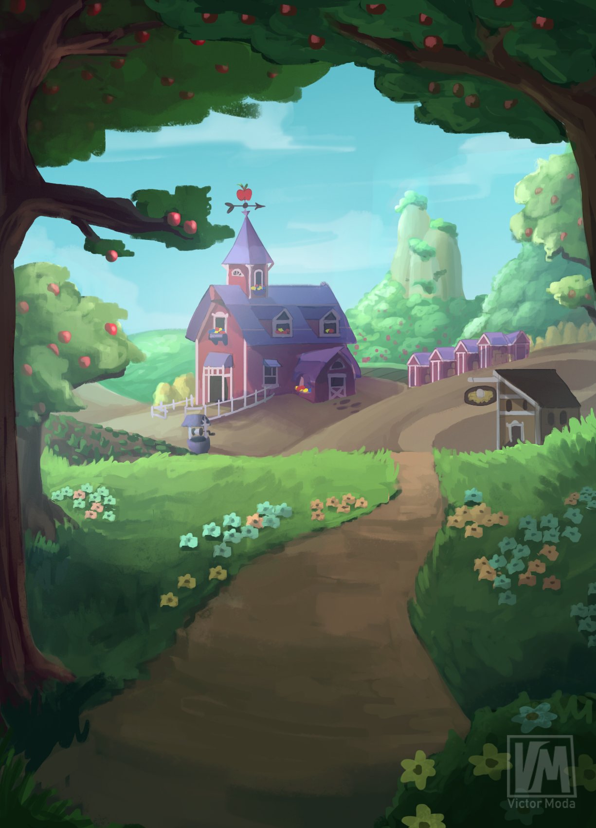 #2831103 - safe, artist:victormodaa, apple, apple tree, background, no ...