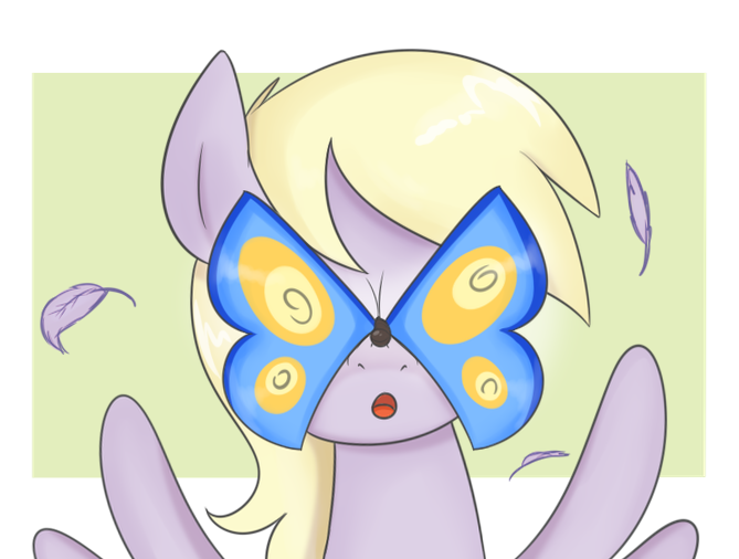 #2833102 - safe, artist:cookieboy011, derpy hooves, butterfly, pegasus, pony, g4, abstract ...