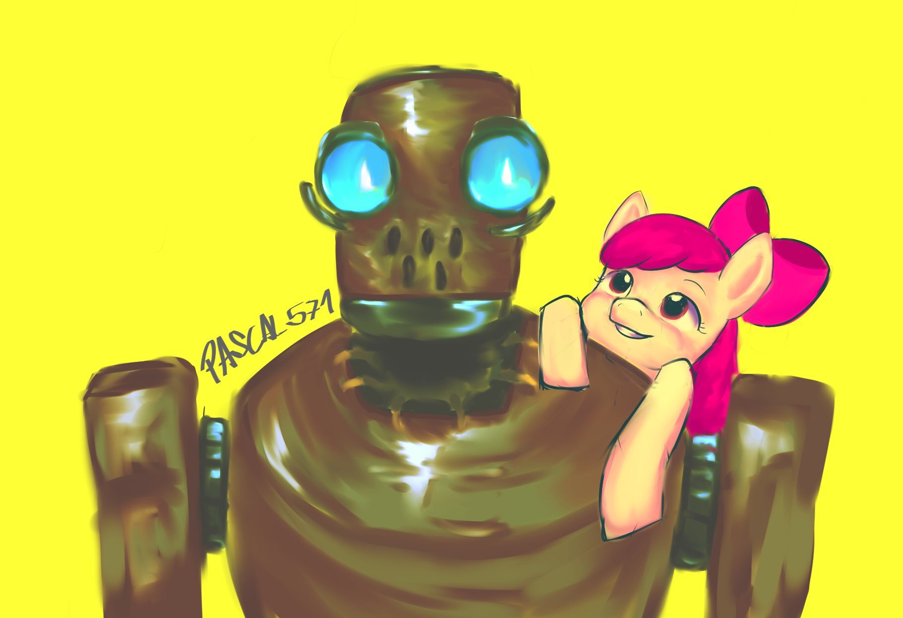 #2847585 - safe, artist:pascal571, apple bloom, earth pony, pony, robot ...