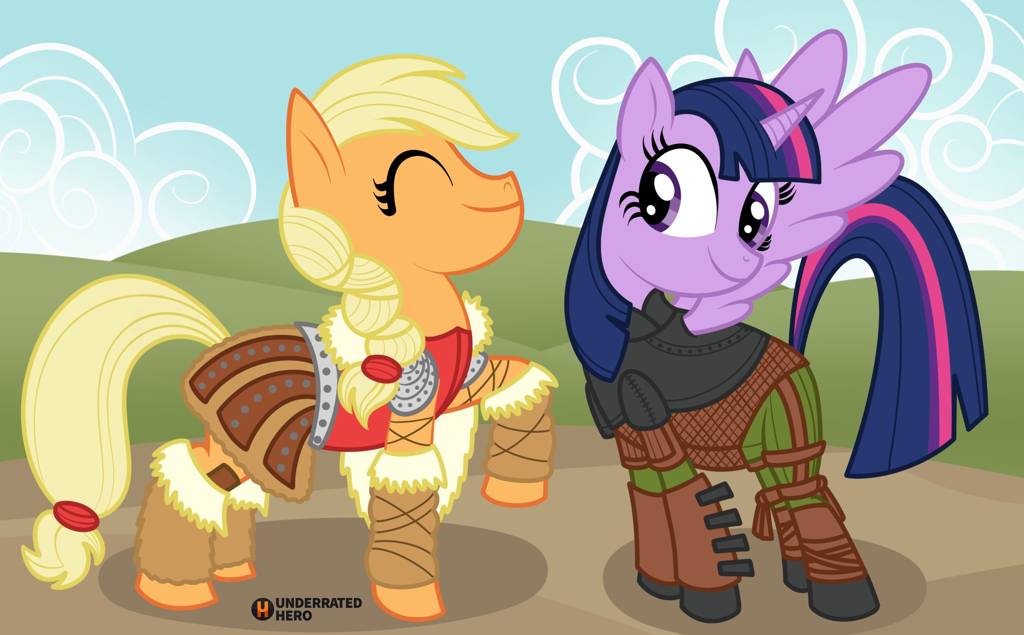 #2849849 - safe, artist:underratedhero, applejack, twilight sparkle ...