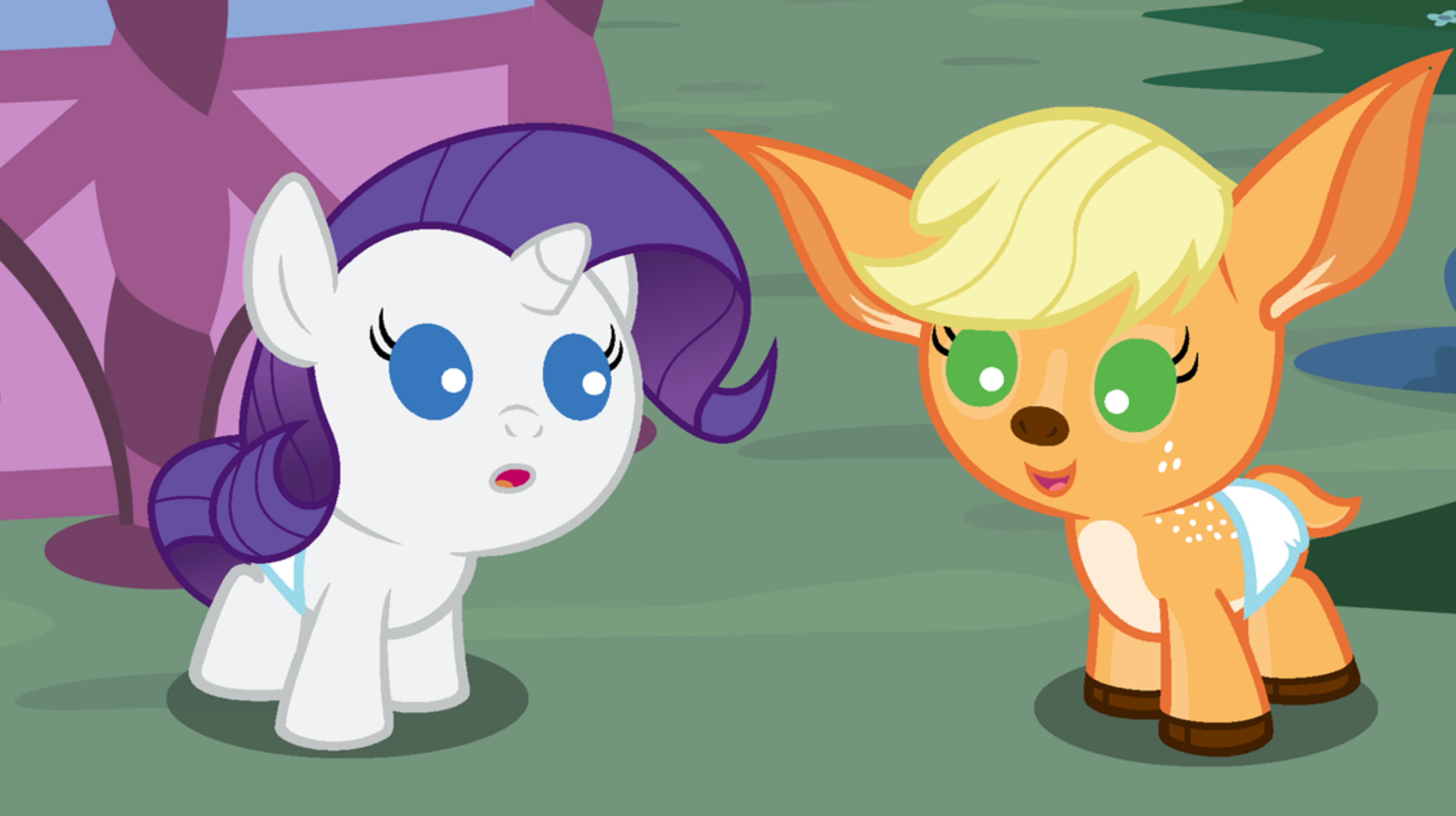 #2849980 - safe, artist:beavernator, edit, applejack, rarity, deer ...