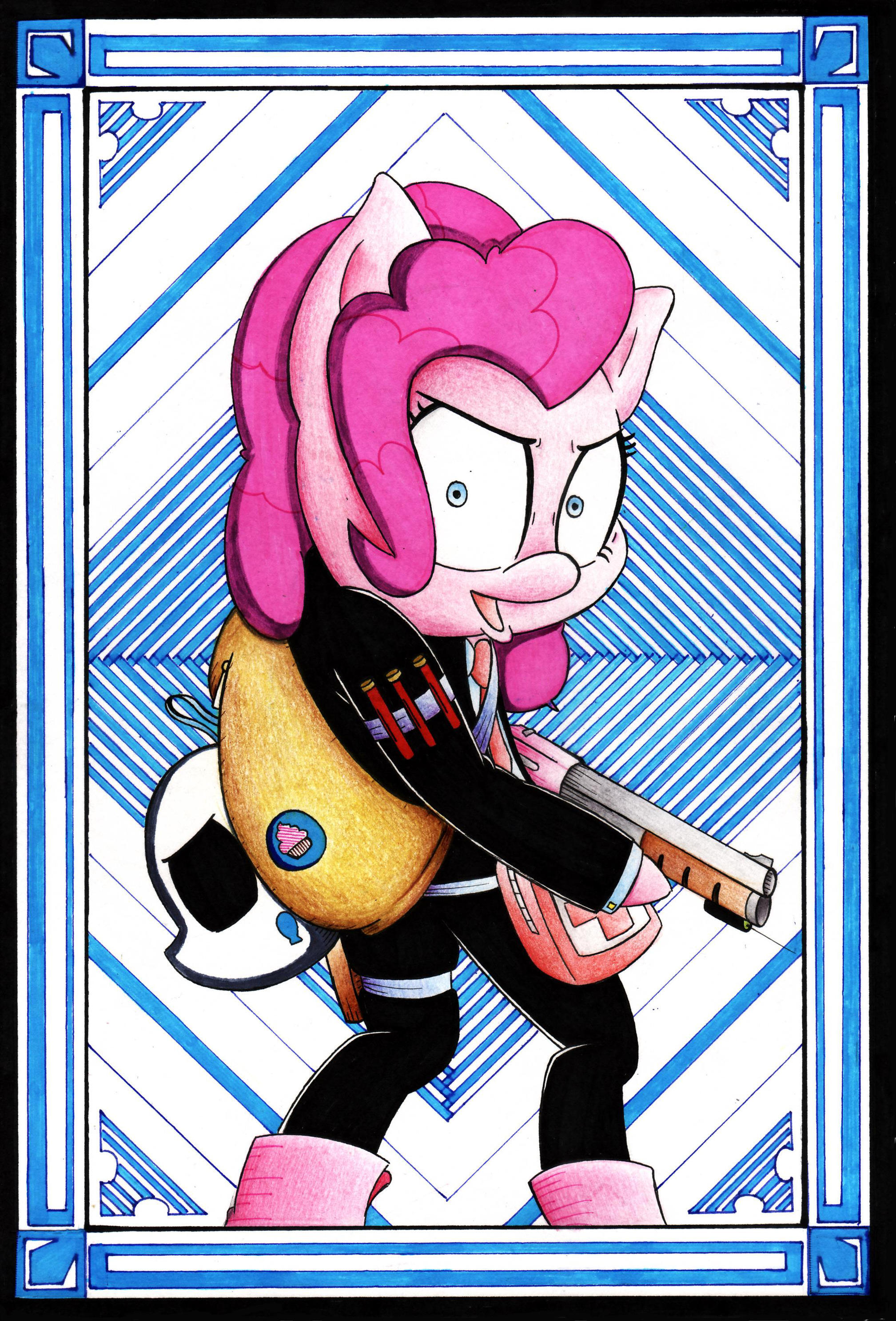 #2869292 - safe, artist:mustachedbain, pinkie pie, pony, semi-anthro ...