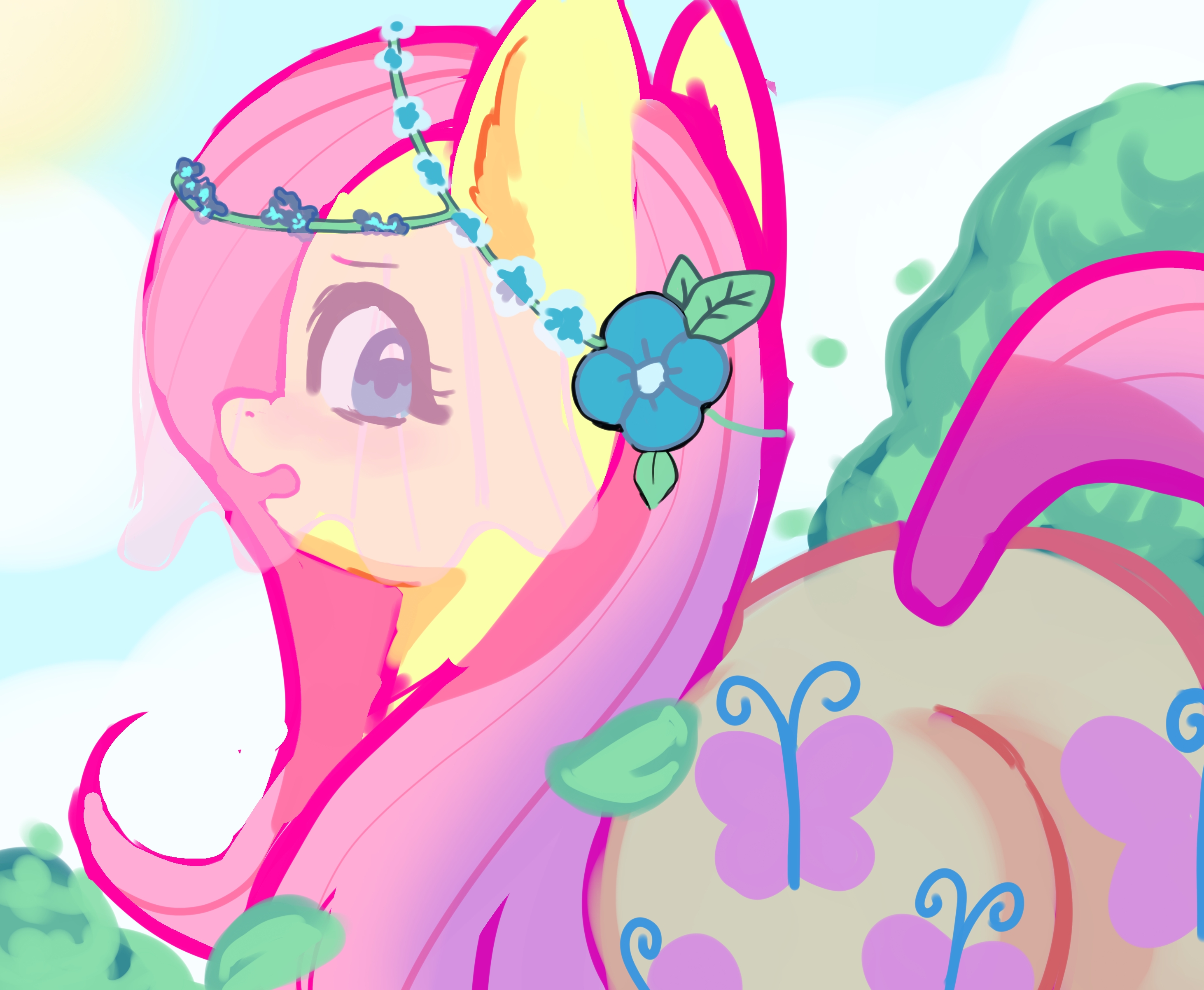 #2871335 - safe, artist:camperchan, fluttershy, pegasus, pony, blushing ...