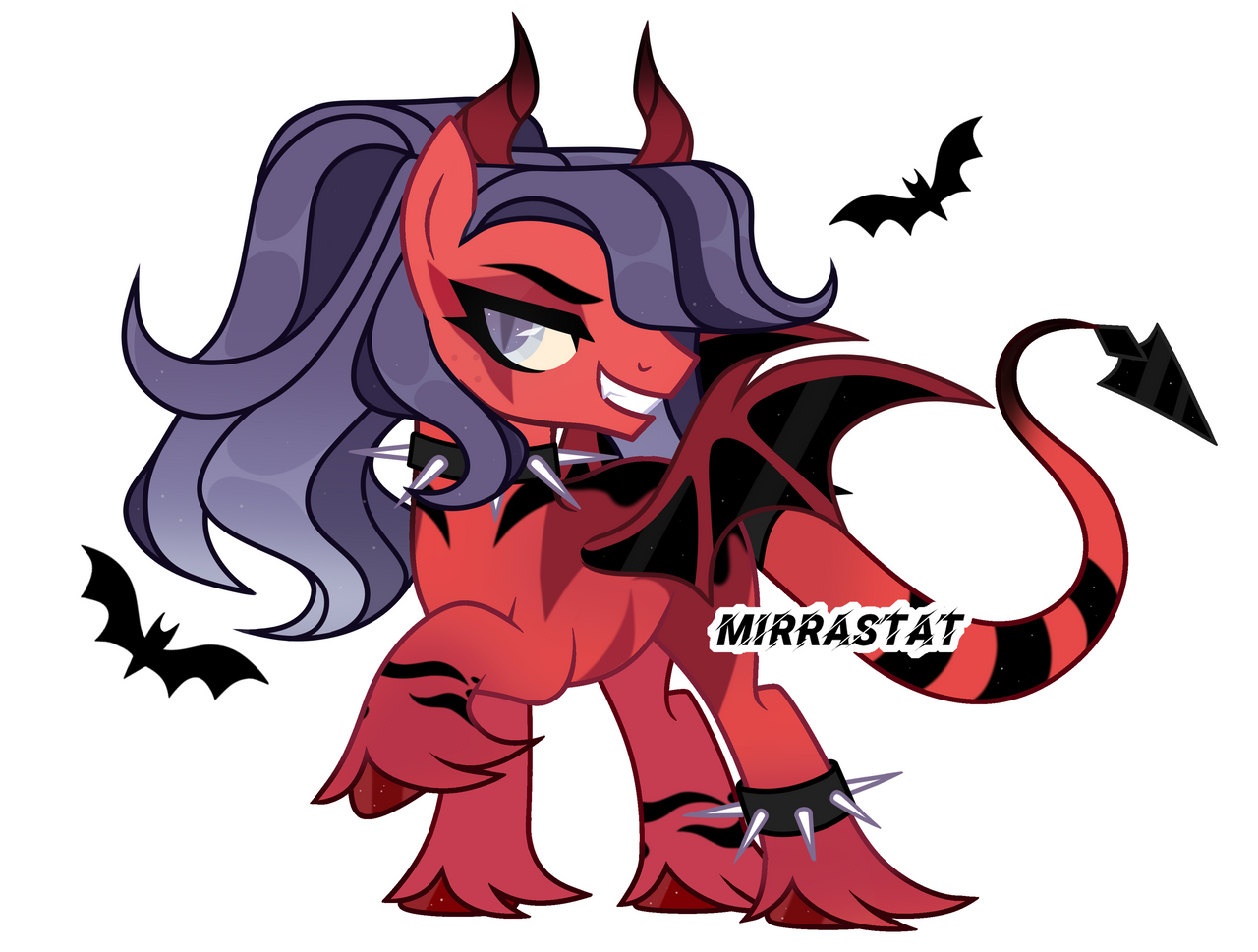 #2858488 - safe, artist:mirrastat, oc, oc only, demon, demon pony, pony ...