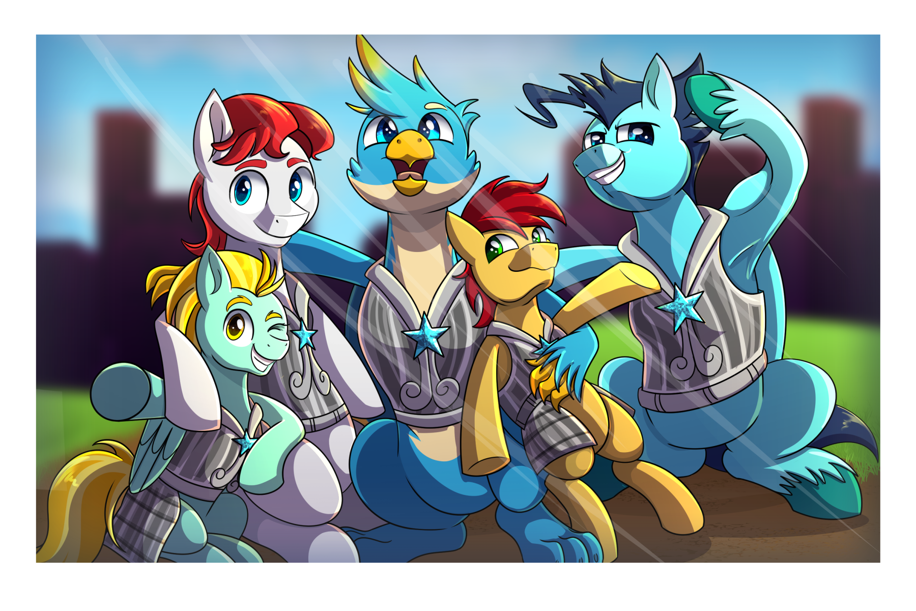 #2858825 - safe, artist:littletigressda, gallus, lightning dust, oc ...