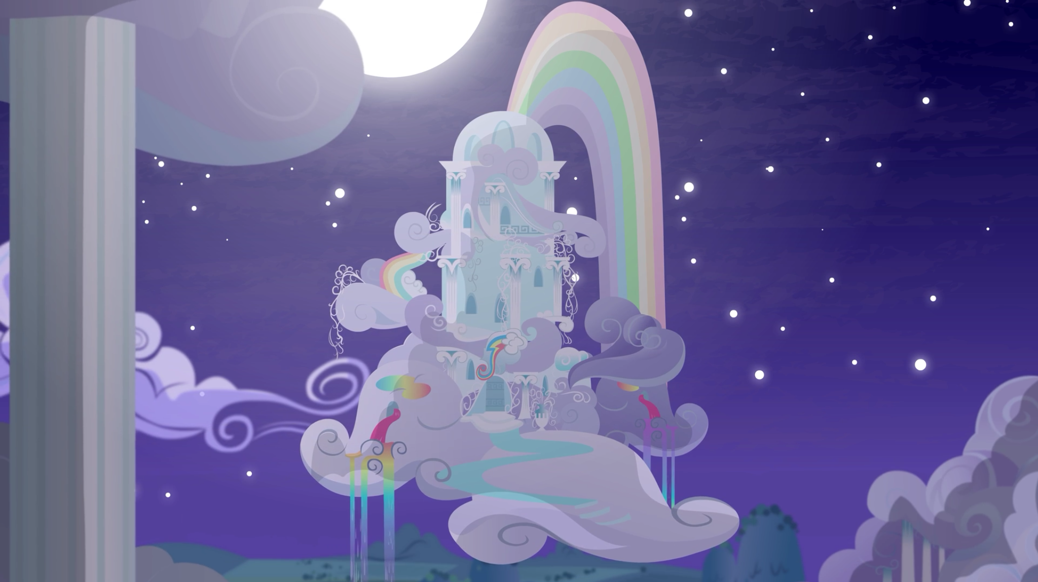 #2886020 - safe, background, cloud, cloud house, no pony, rainbow ...
