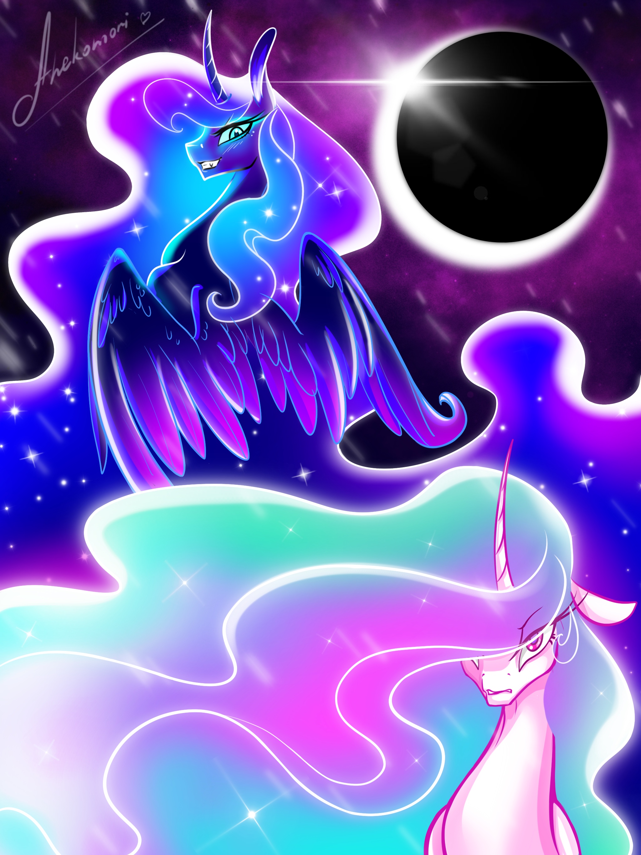 #2894807 - safe, artist:anekomori, princess celestia, princess luna ...