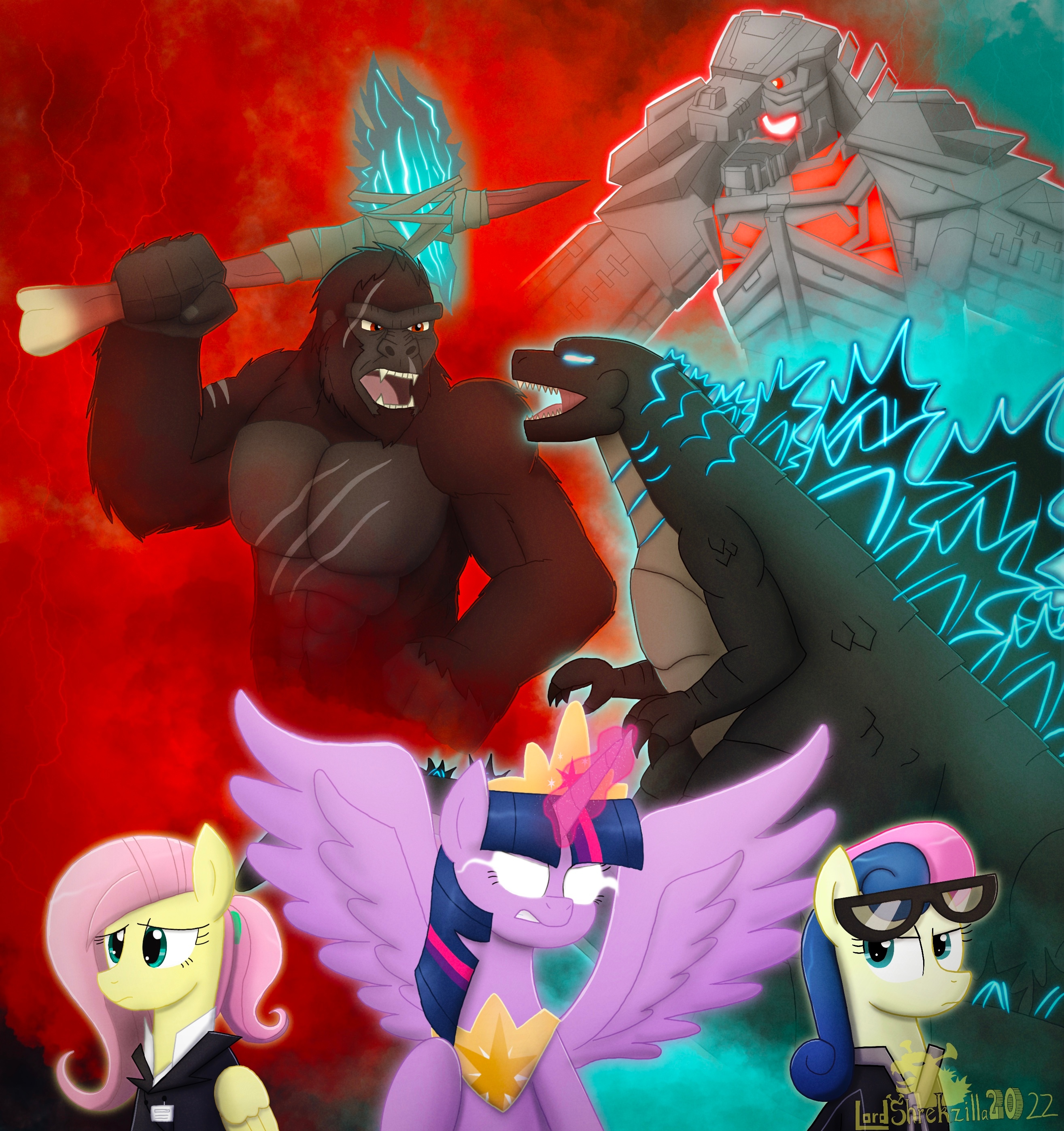 #2879196 - safe, artist:lordshrekzilla20, bon bon, fluttershy, sweetie ...