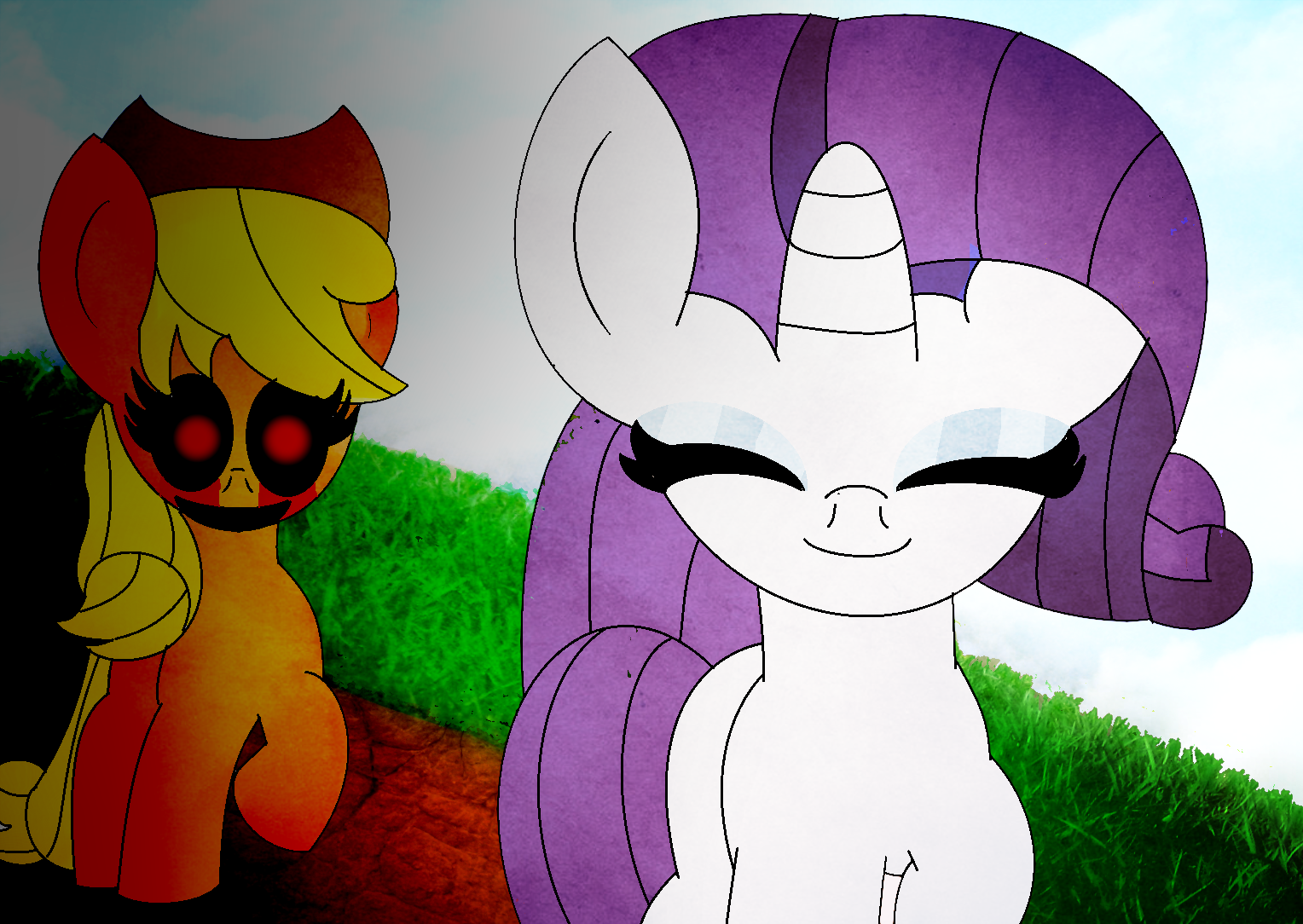 #2880011 - semi-grimdark, artist:x-calming-melody-x, applejack, rarity ...