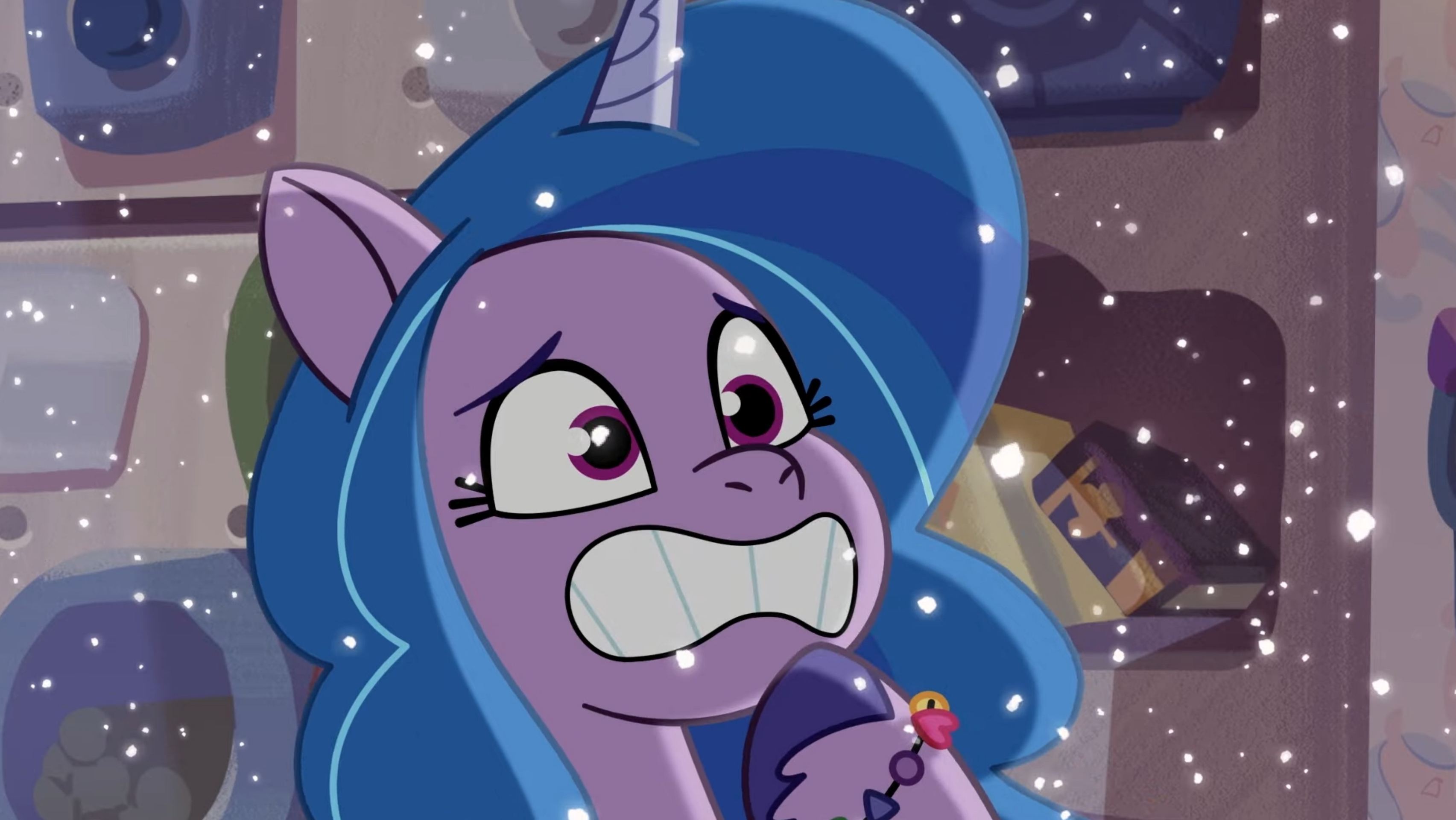 #2883460 - safe, screencap, izzy moonbow, pony, unicorn, dumpster ...