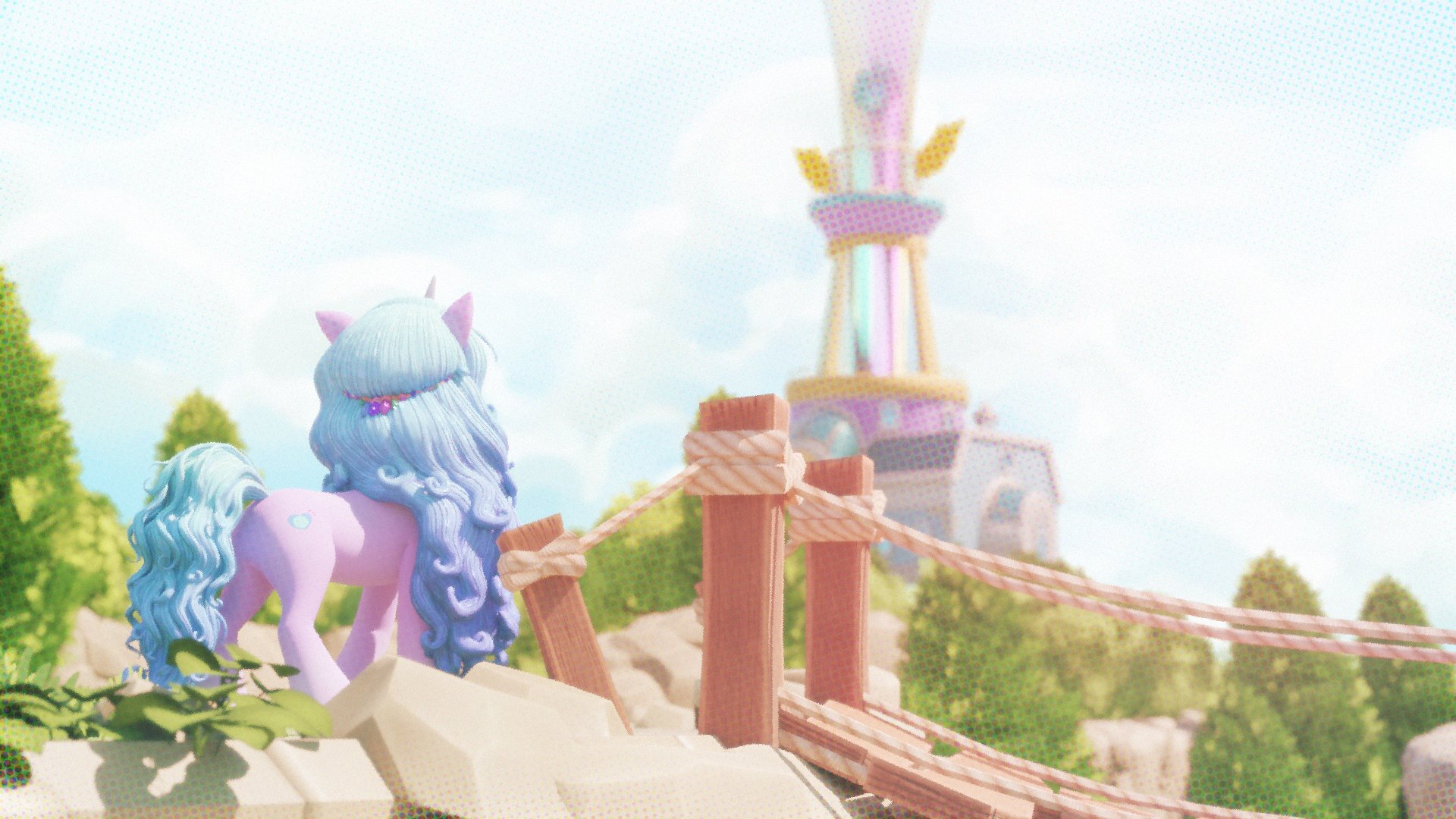 #2905208 - safe, artist:makaryo, izzy moonbow, pony, unicorn, g5, 3d, butt, crystal brighthouse ...