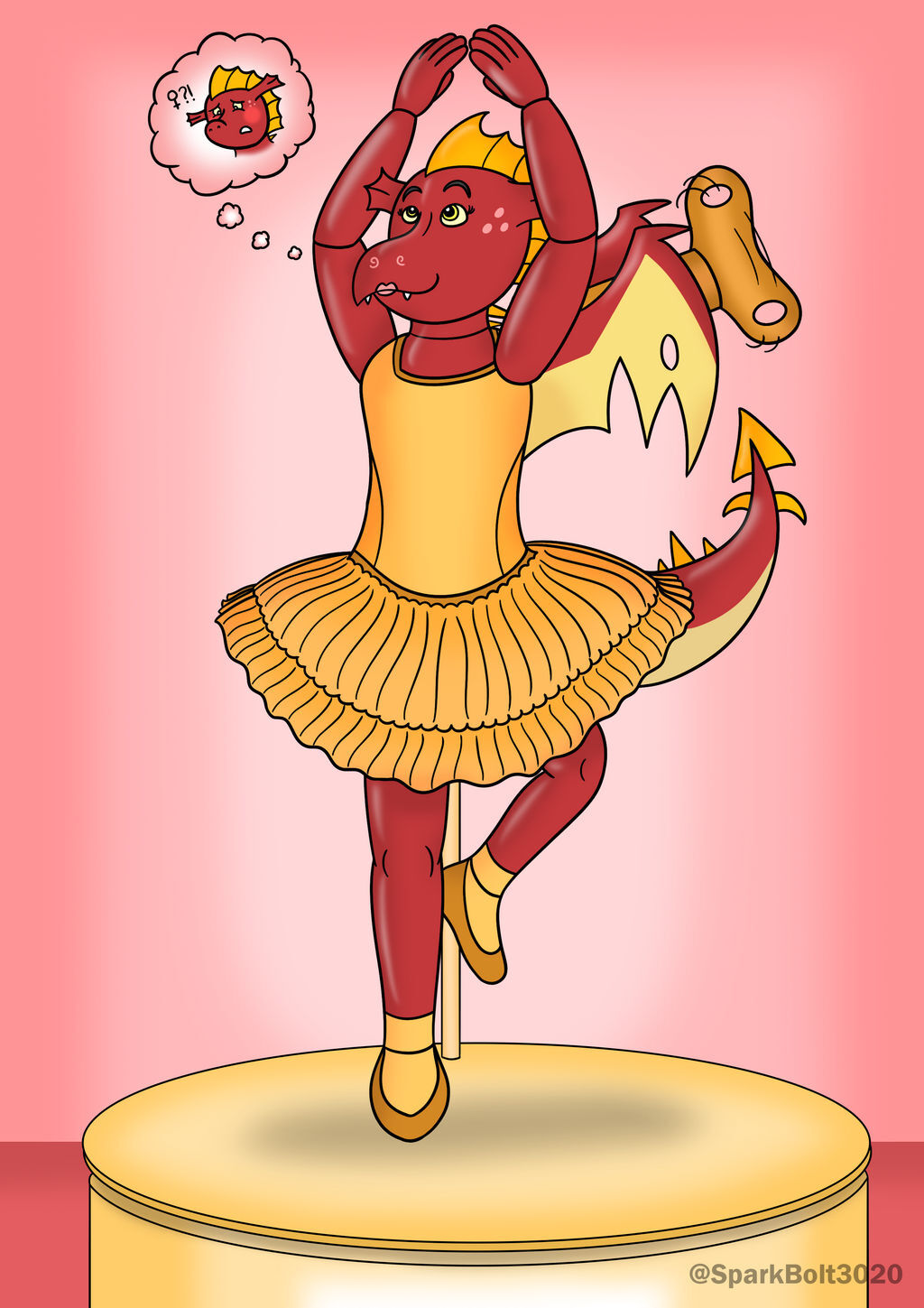 #2905544 - safe, artist:sparkbolt3020, garble, dragon, ballerina ...