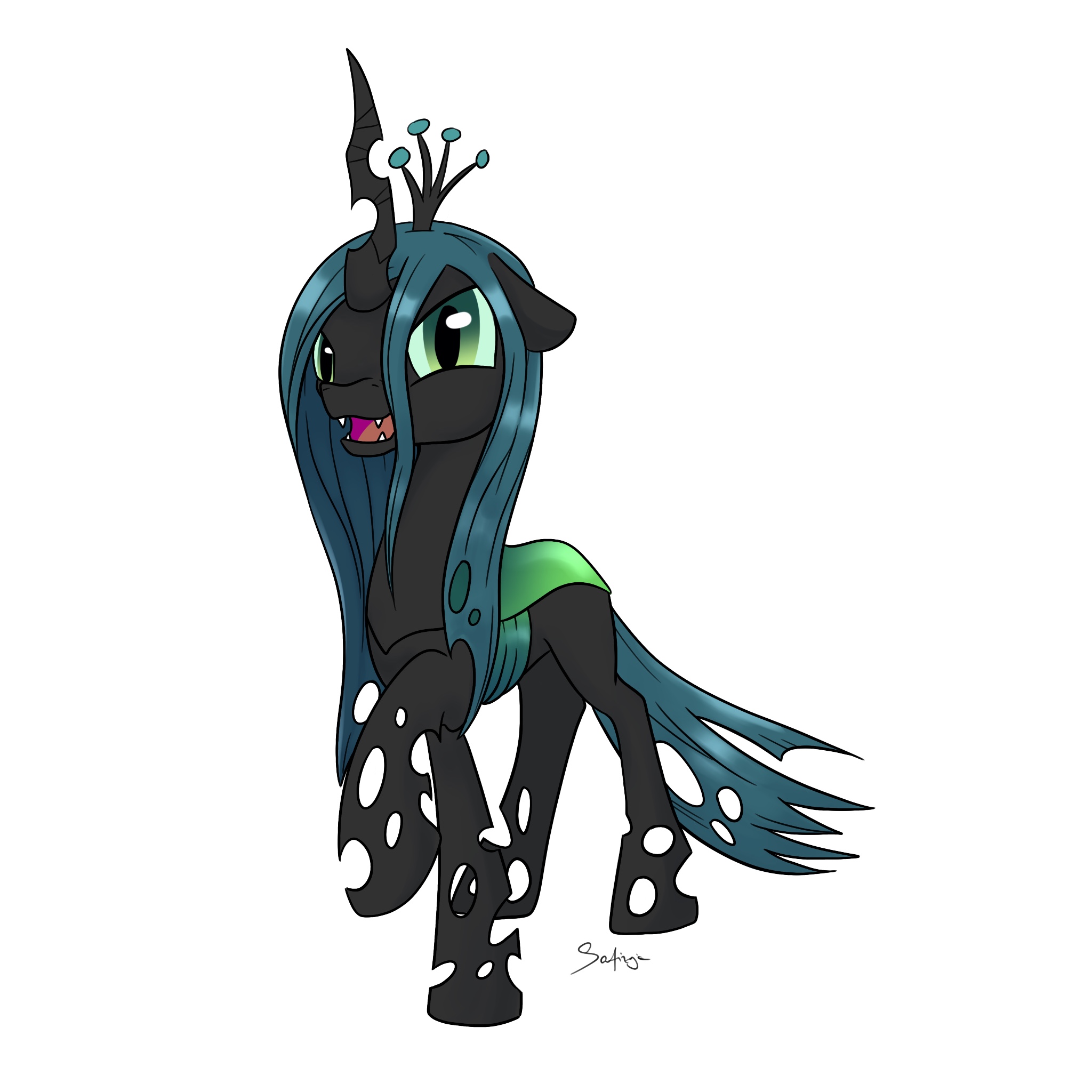 #2908186 - safe, artist:safizejaart, queen chrysalis, changeling, cute, female, simple ...