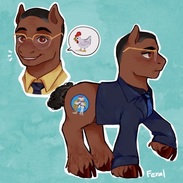 #2910721 - safe, artist:feralnstray, bird, chicken, earth pony, pony ...