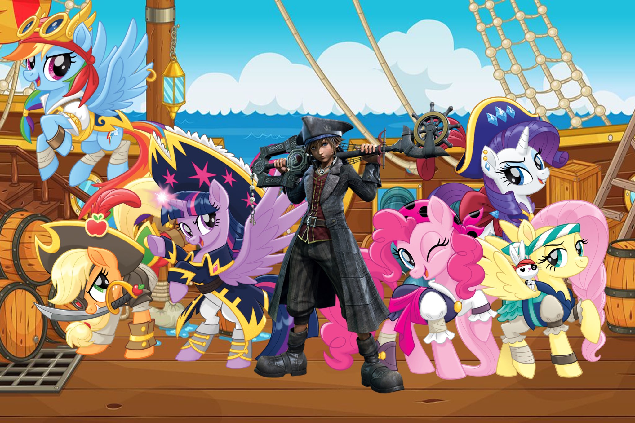 #2936499 - safe, artist:user15432, angel bunny, applejack, fluttershy ...