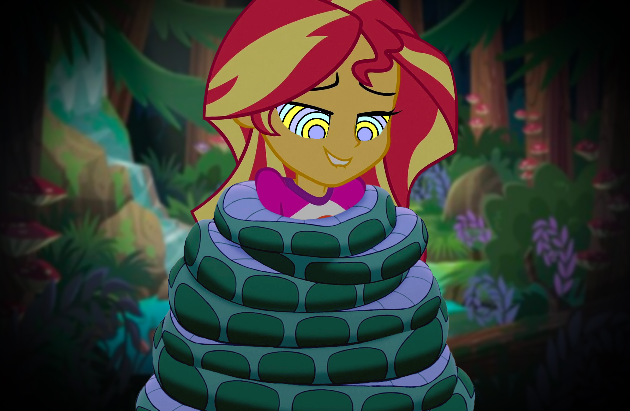 #2921912 - safe, artist:jjjameson1, sunset shimmer, human, snake ...