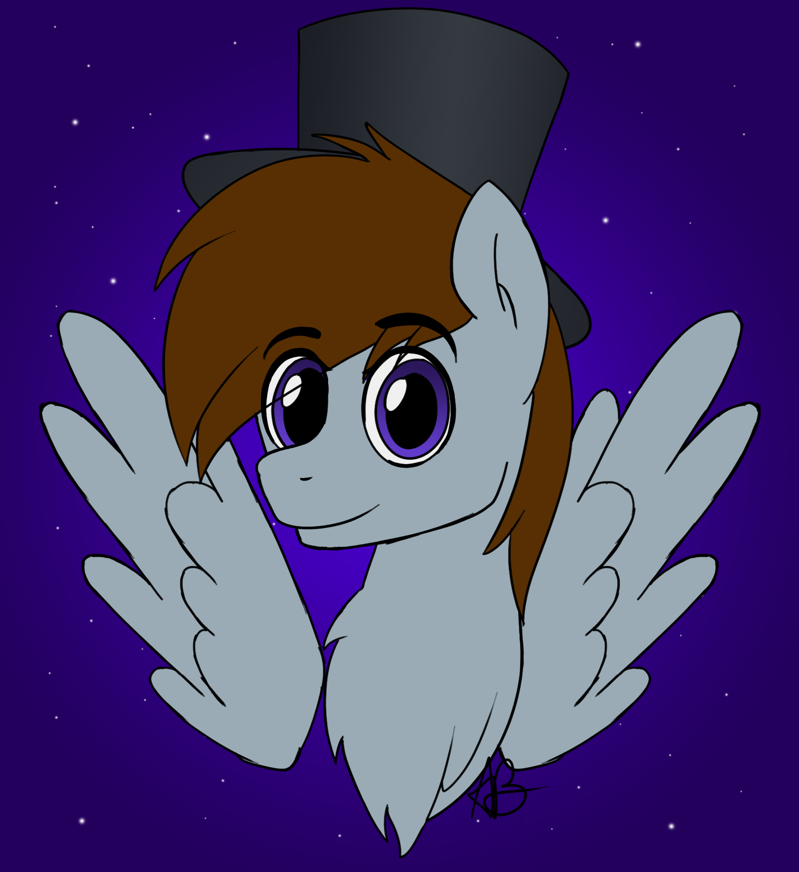 #2939174 - safe, artist:mranthony2, oc, oc:rockyroadic, pegasus, pony, bust, hat, solo, top hat ...