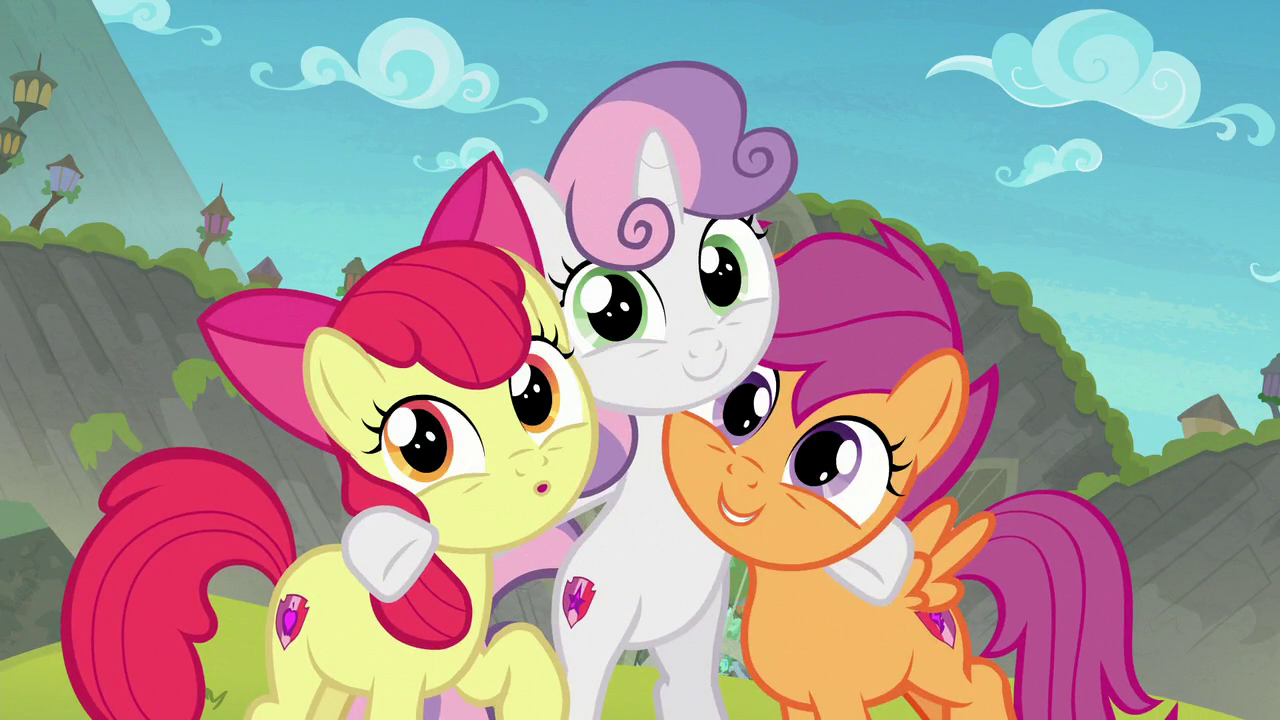 #2947429 - safe, screencap, apple bloom, scootaloo, sweetie belle, earth pony, pegasus, pony ...