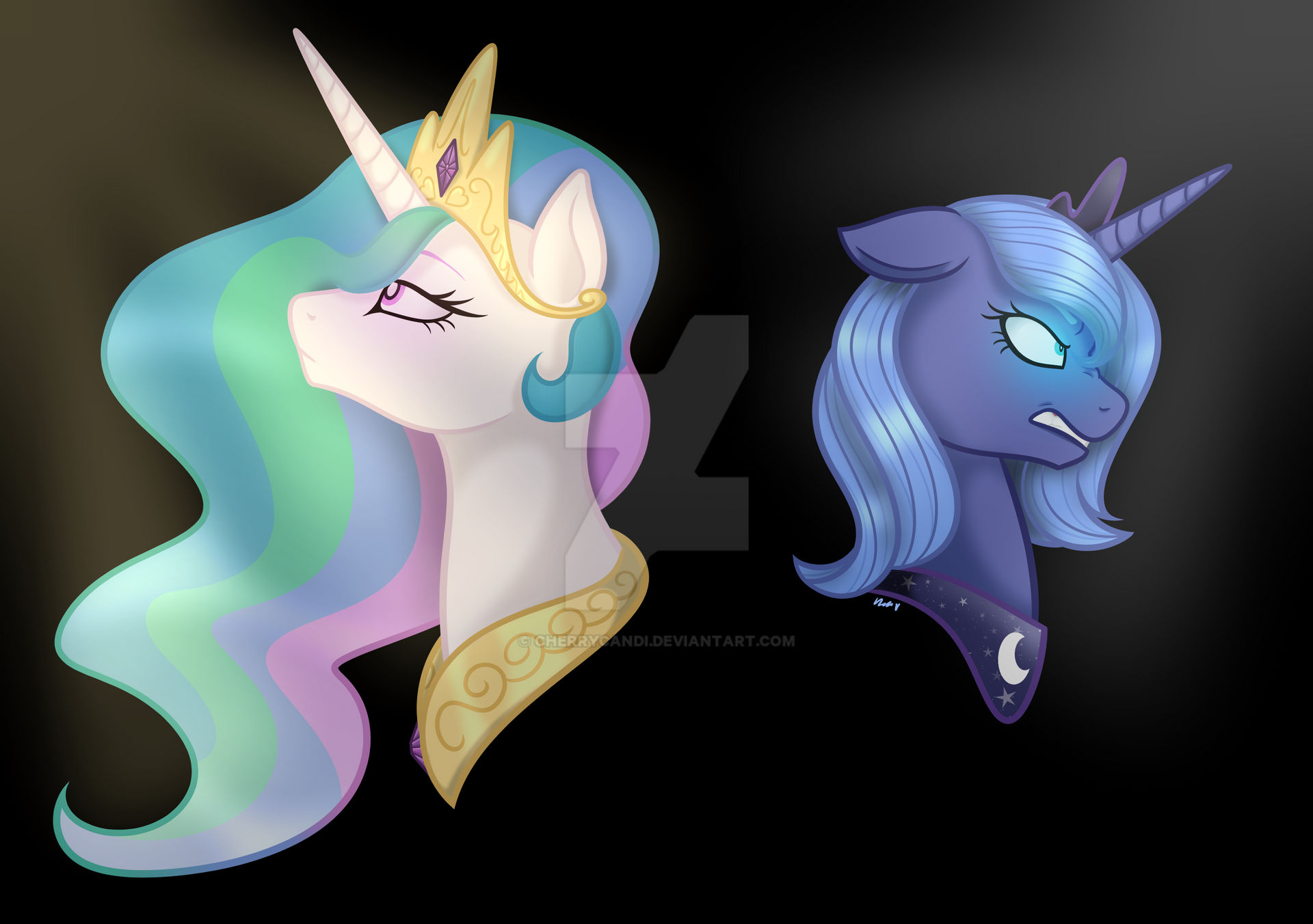 #2948082 - safe, artist:cherrycandi, princess celestia, princess luna ...