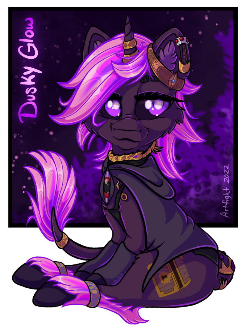#2939560 - safe, artist:mychelle, oc, oc:dusky glow, pony, unicorn, black sclera, solo - Derpibooru